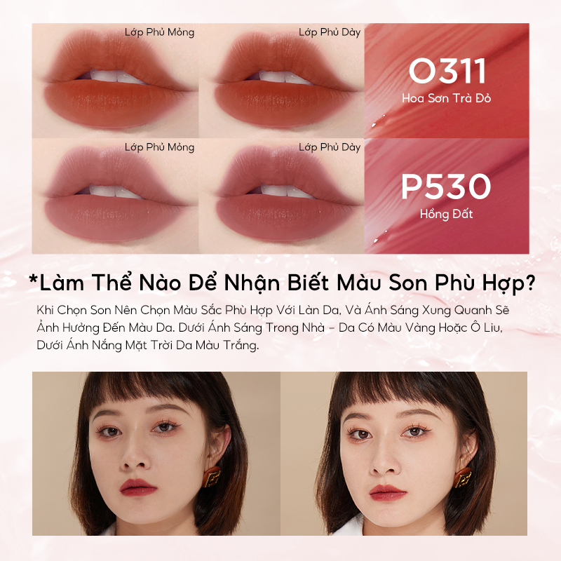 Set 4 thỏi son COLORKEY Watery Tint Không Dính Cốc 1.8g màu R300 O302 ...