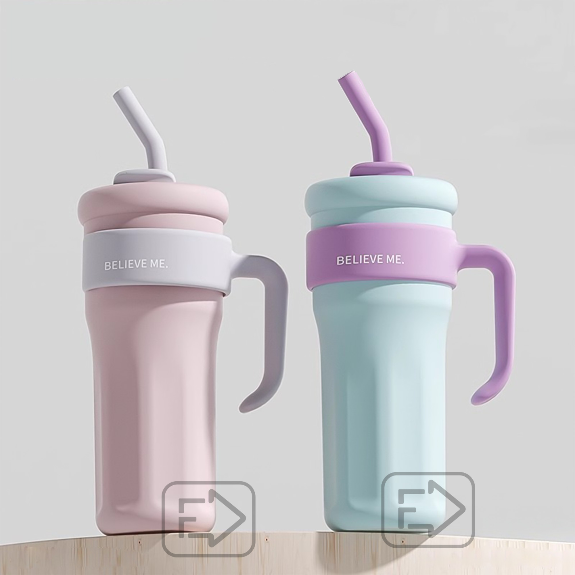 Ly giữ nhiệt Believe Me inox 316 cao cấp, cốc giữ nhiệt 1250ml có ống hút Fan House tặng charm ...