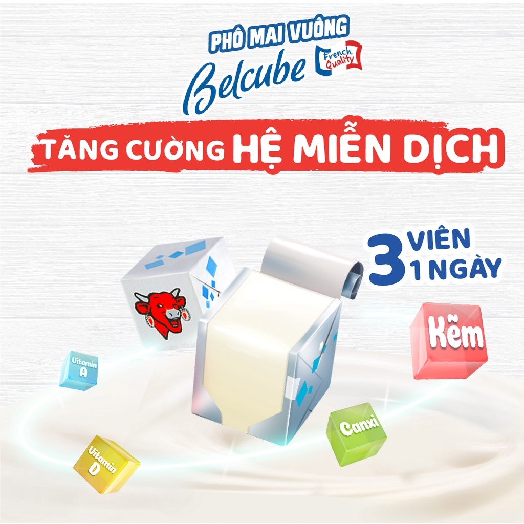 Combo 3 Phô mai vuông Belcube 15C bao gồm 1 vị Dâu + 1 vị Việt Quất + 1 ...