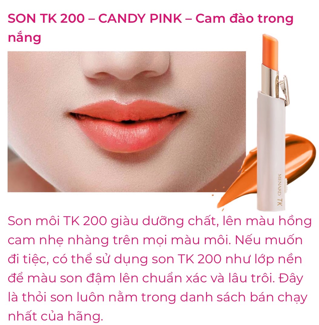 [Chính Hãng 100%] Son Môi Menard TK Lipstick Chất Mịn Lì Nhiều Màu ...