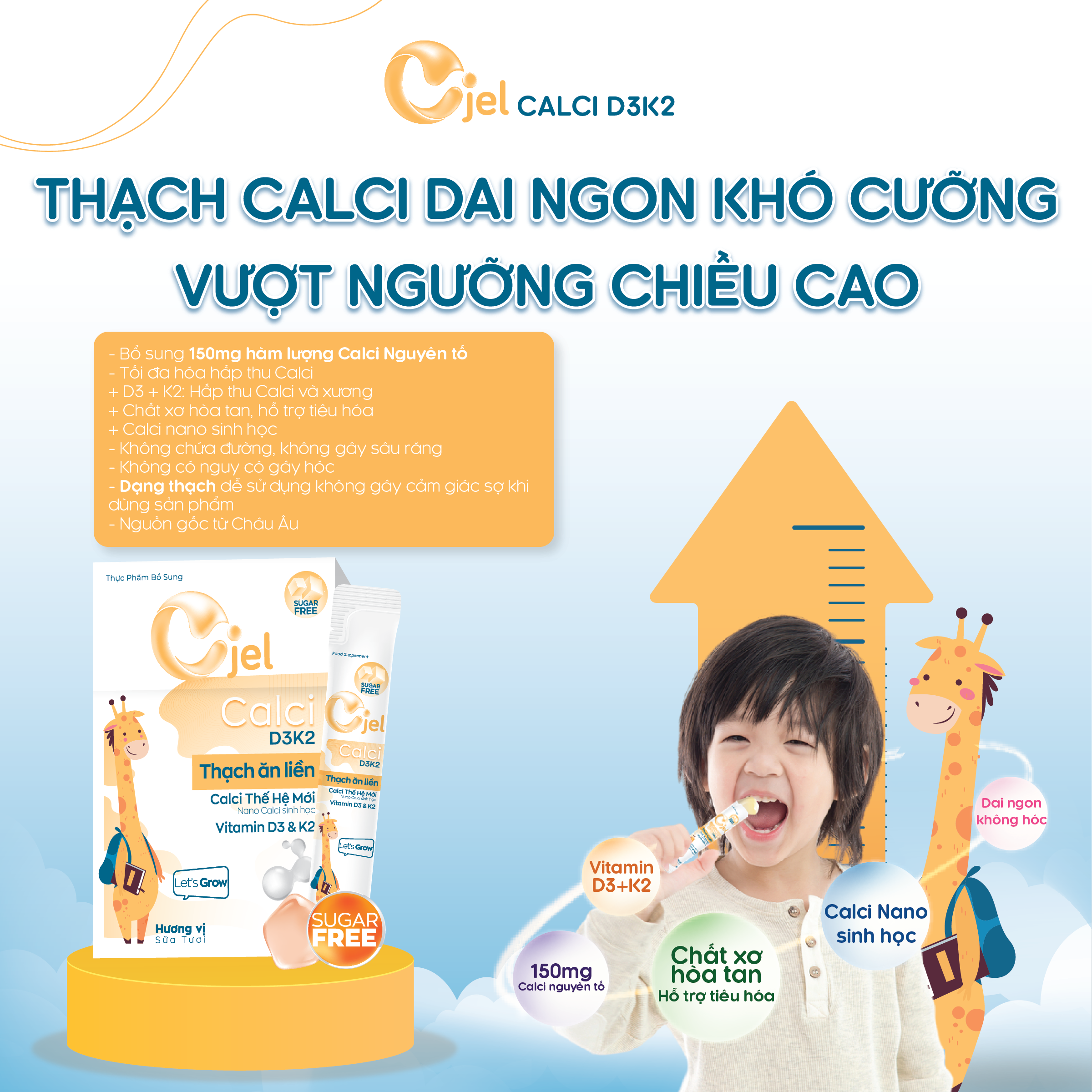 Thạch canxi ăn liền Cjel Calci D3K2 chắc khỏe xương, hỗ trợ phát triển ...