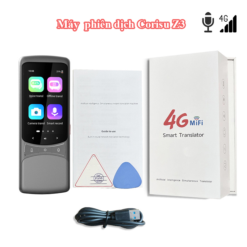 Máy phiên dịch thông minh Corisu Z3 dùng sim 4G, kết nối wifi, dịch offline 11 ngôn ngữ, hỗ trợ ...
