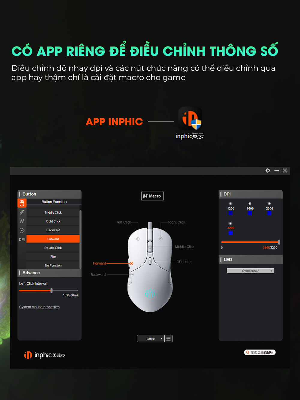 Chuột gaming máy tính INPHIC PB1 giá rẻ chơi mọi tựa game Liên Minh Valorant Minecraft có app ...