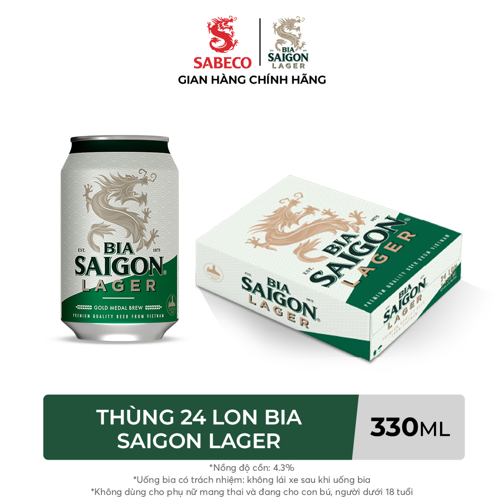 Nồng Độ Cồn 4.3% - Thùng 24 Lon Bia Saigon Lager 330ml | Shopee Việt Nam