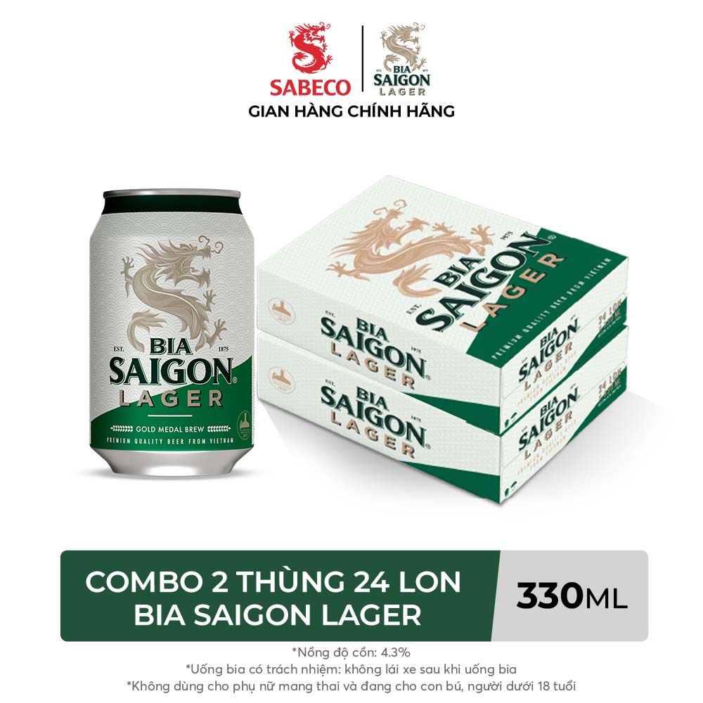 Nồng Độ Cồn 4.3% - Combo 2 Thùng 24 Lon Bia Saigon Lager 330ml | Shopee ...