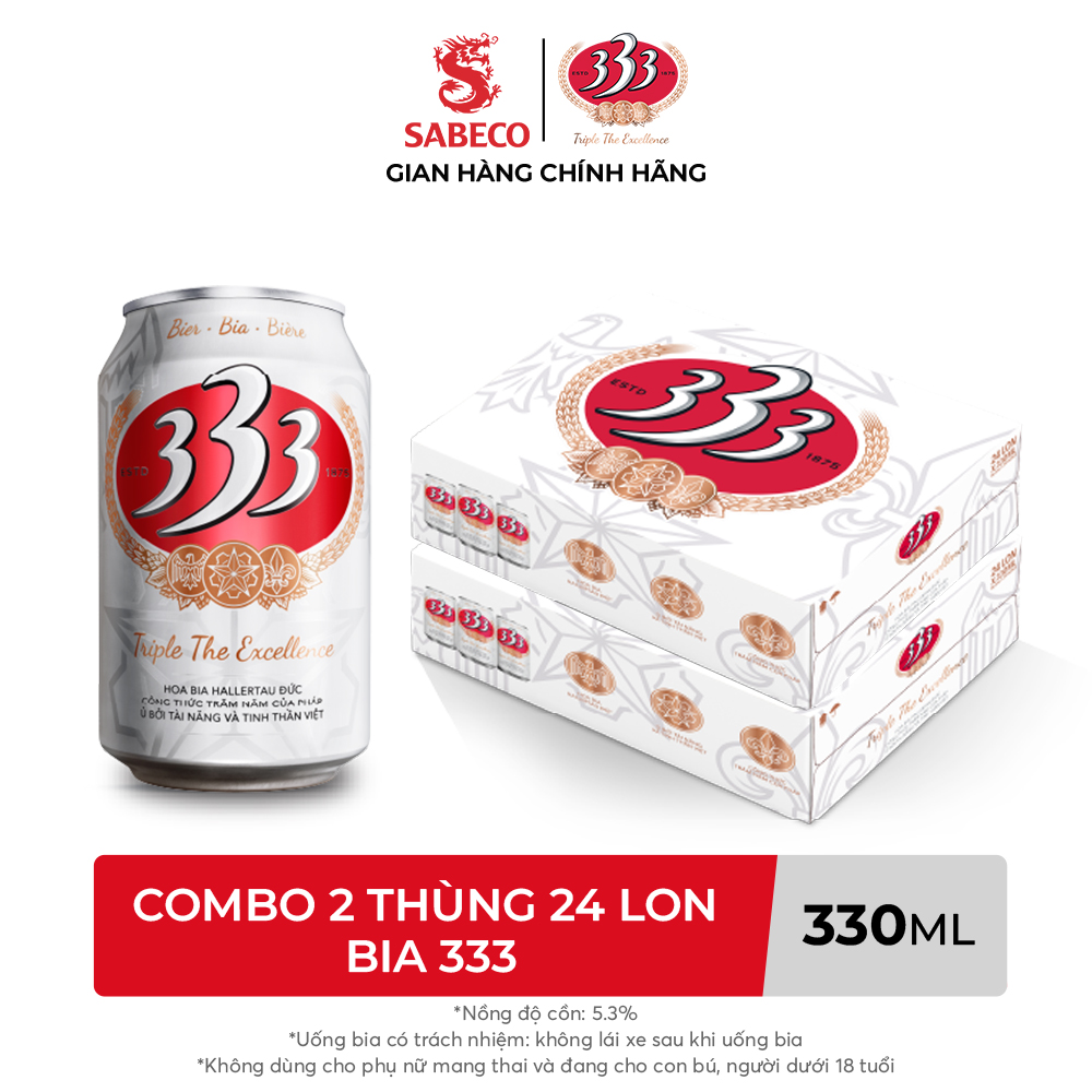 Nồng Độ Cồn 5.3% - Combo 2 Thùng 24 Lon Bia 333 330ml | Shopee Việt Nam