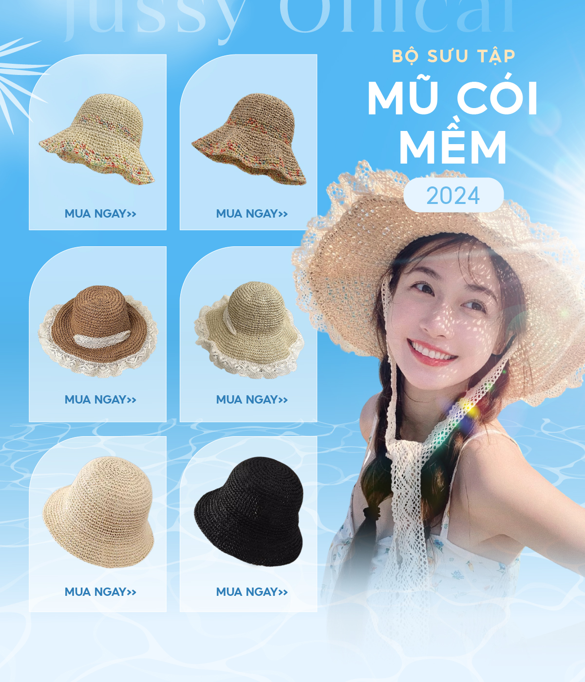 Mũ Cói Mềm Viền Ren Vintage JMC02 Jussy Fashion Phong Cách Nón Cói Đi ...