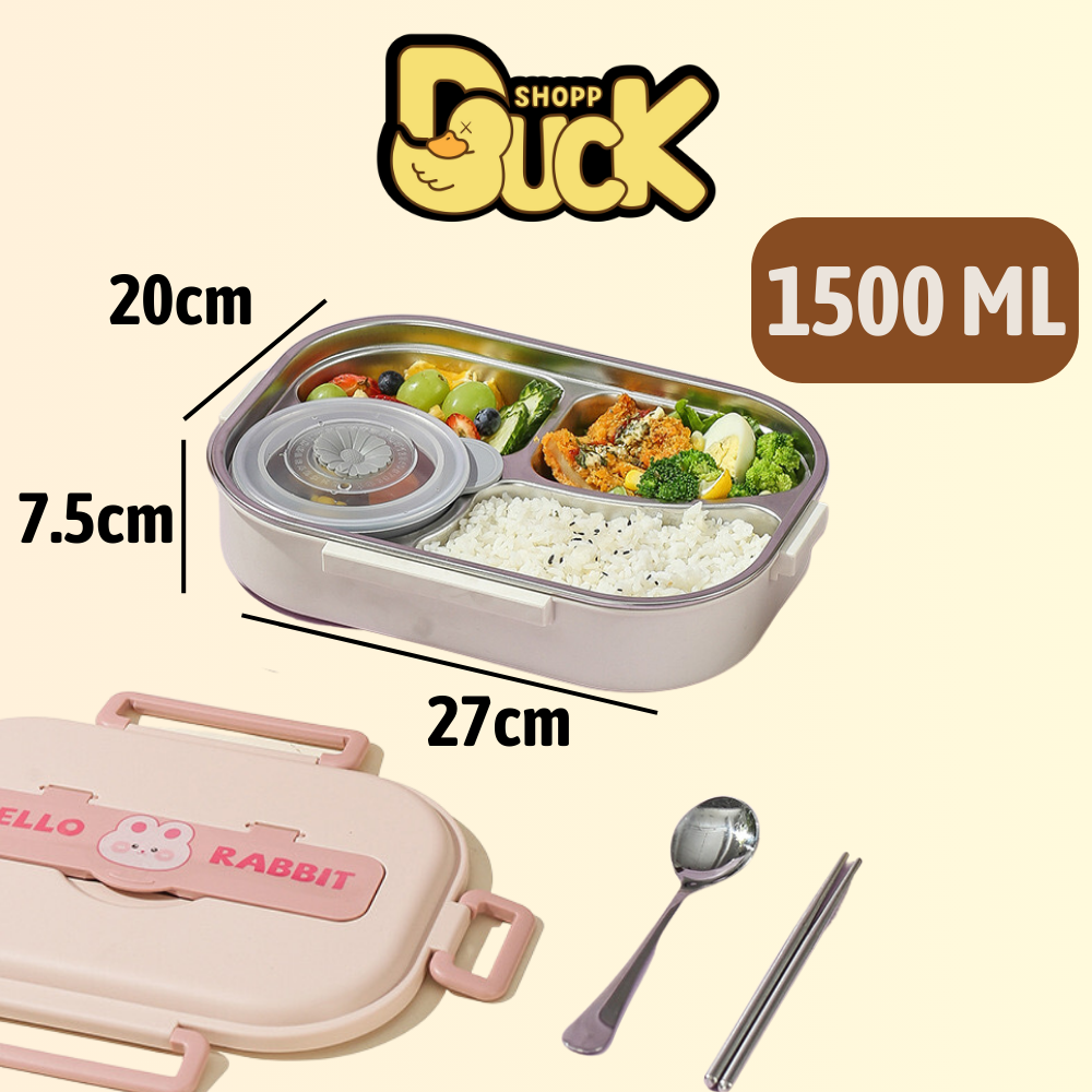 Hộp cơm giữ nhiệt Dear Rabbit đựng cơm văn phòng, hộp đựng cơm trưa cao cấp chất liệu Inox 304 ...