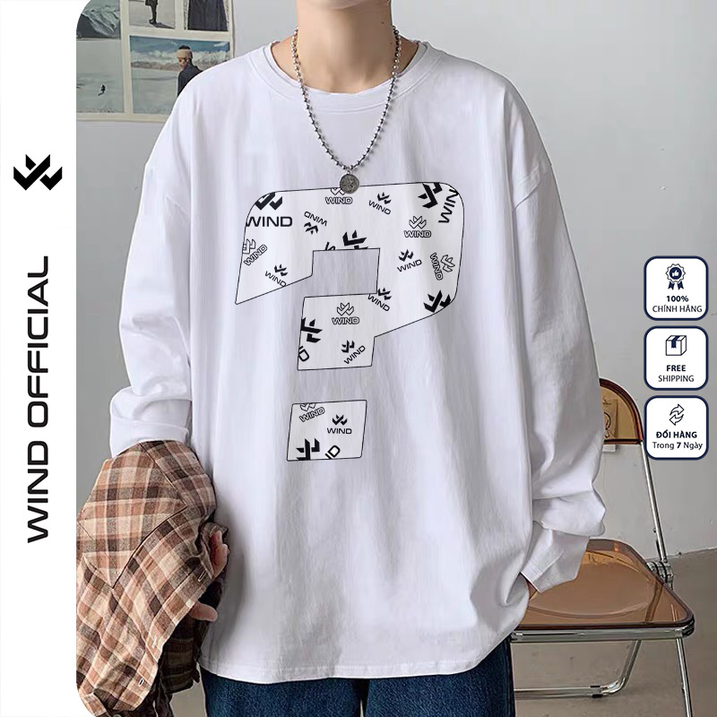 Áo thun tay dài NGẪU NHIÊN WIND unisex form rộng thời trang nam nữ ...