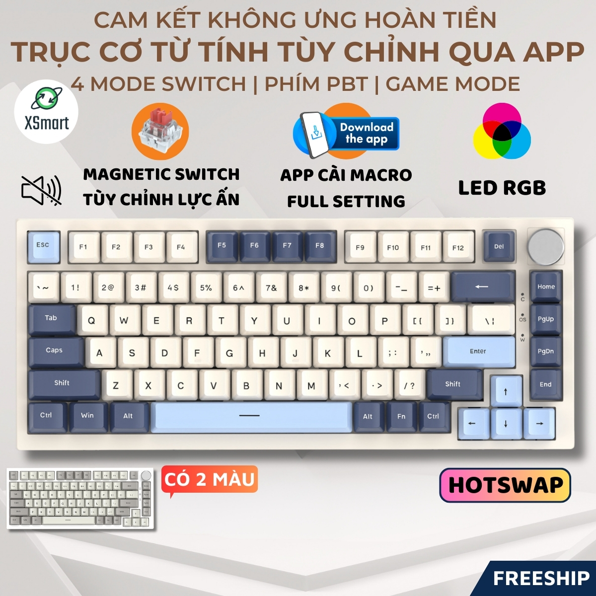 Bàn Phím Cơ Từ Tính K85 LED RGB Magnetic Switch, Rapid Trigger Tùy Chỉnh Lực Ấn Qua App, Hotswap ...