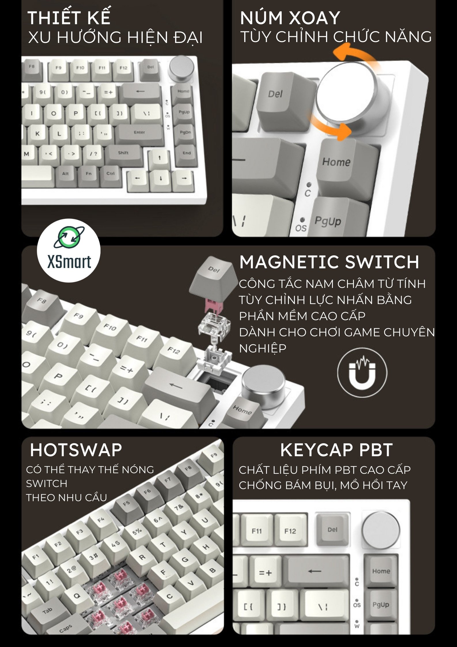 Bàn Phím Cơ Từ Tính K85 LED RGB Magnetic Switch, Rapid Trigger Tùy Chỉnh Lực Ấn Qua App, Hotswap ...