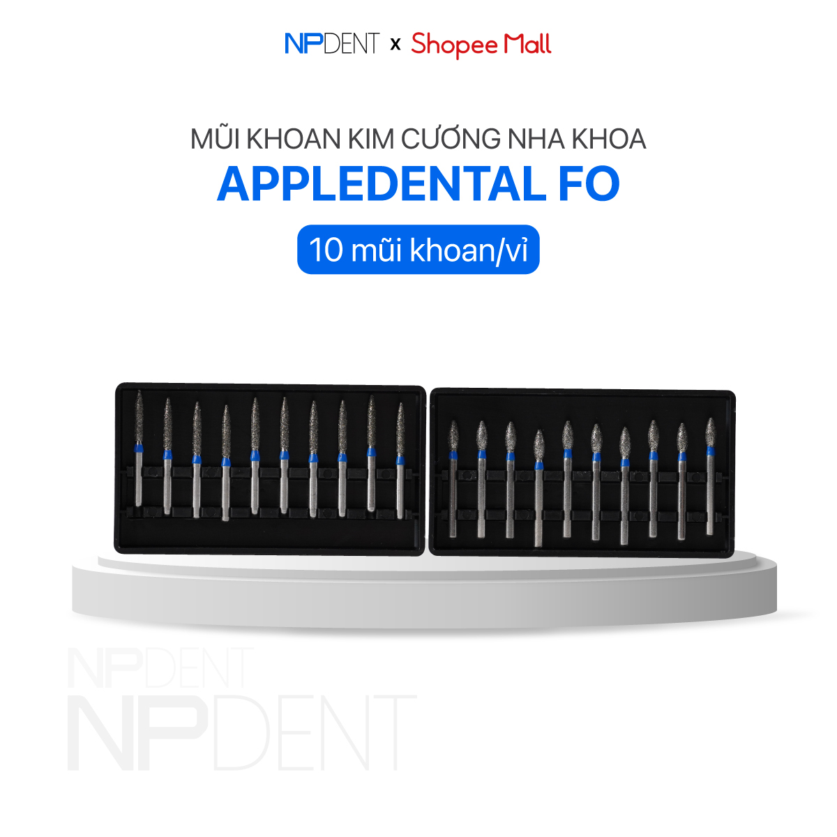 Vỉ 10 Mũi khoan nha khoa AppleDental FO, mũi khoan kim cương nha khoa hình búp lửa độ bền cao ...