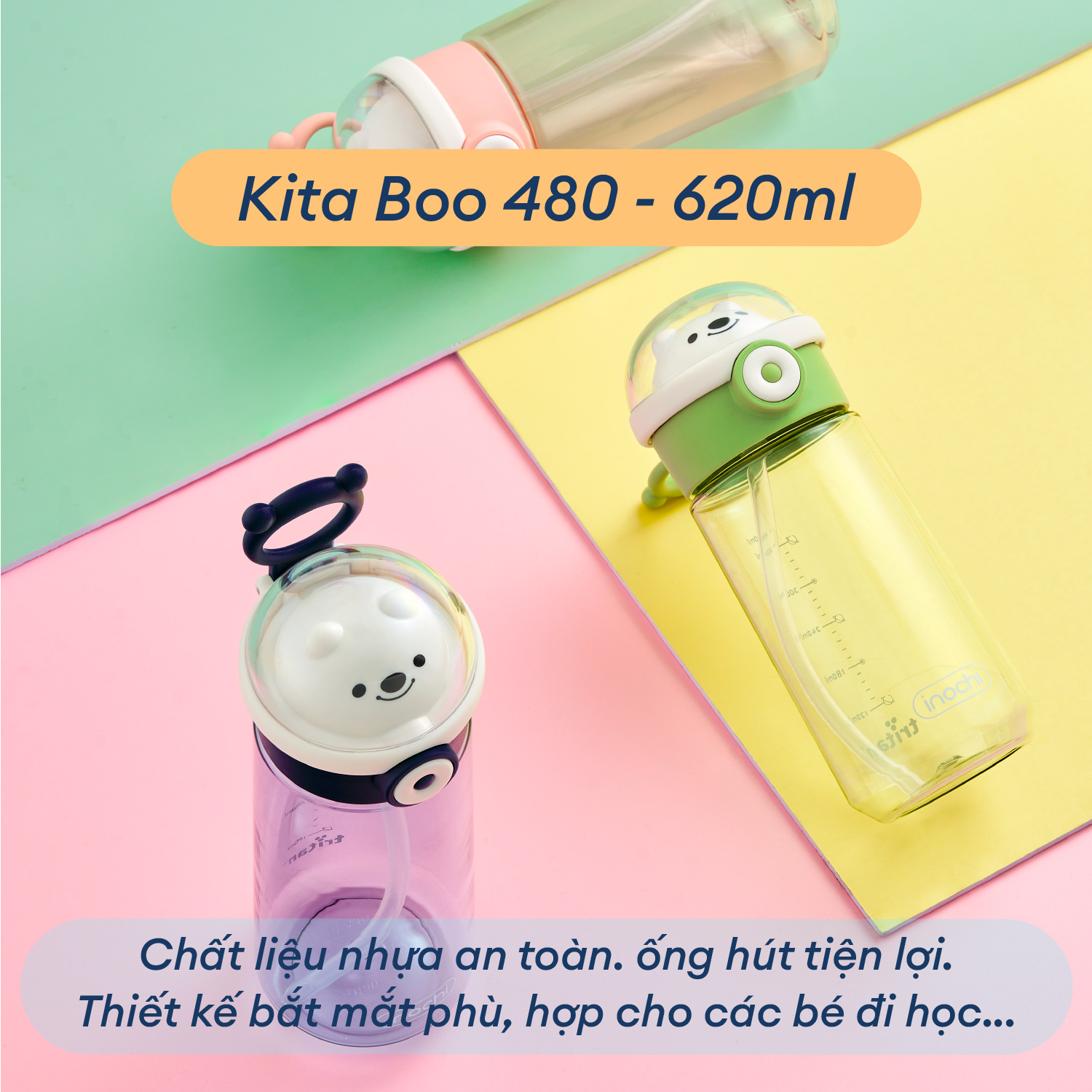 Bình Nước Inochi: Nhựa Tritan An Toàn, Chống Tràn, Dung Tích 480ml ...