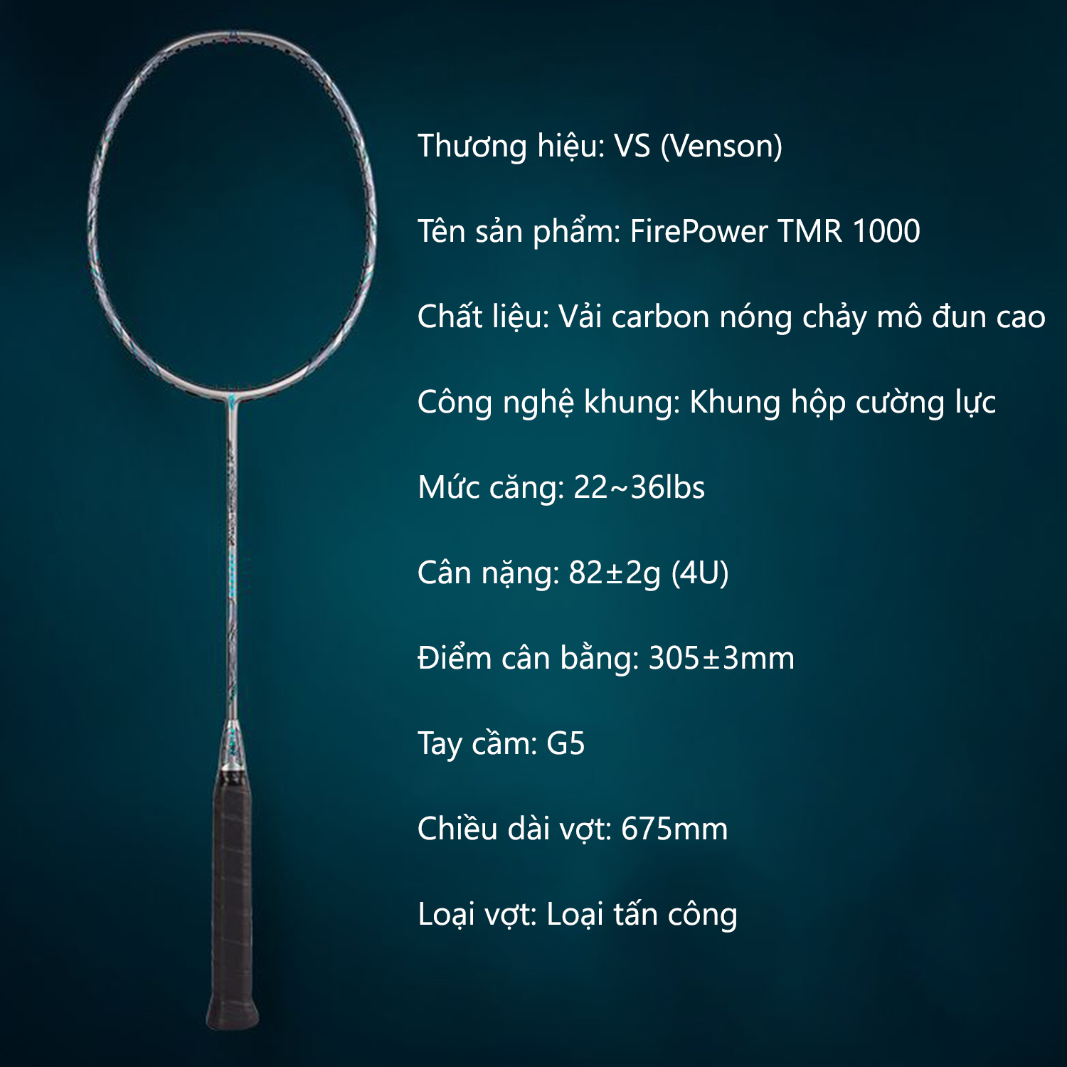 Vợt cầu lông VS Titan 1000 - New Color chính hãng full carbon 4U căng ...