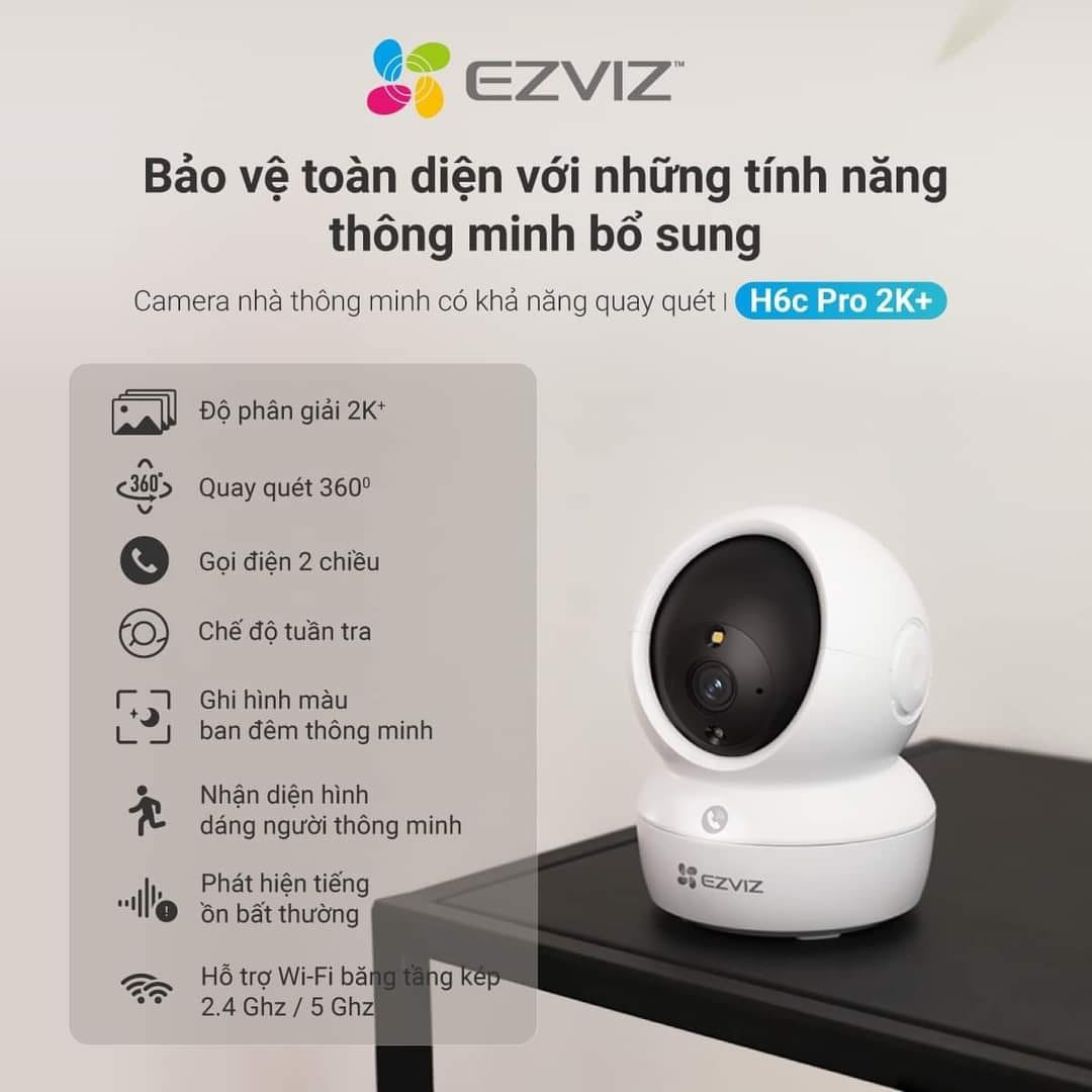 Camera WIFI trong nhà xoay 360 Ezviz C6N PRO đàm thoại 2 chiều, theo dõi tự động, tích hợp còi ...