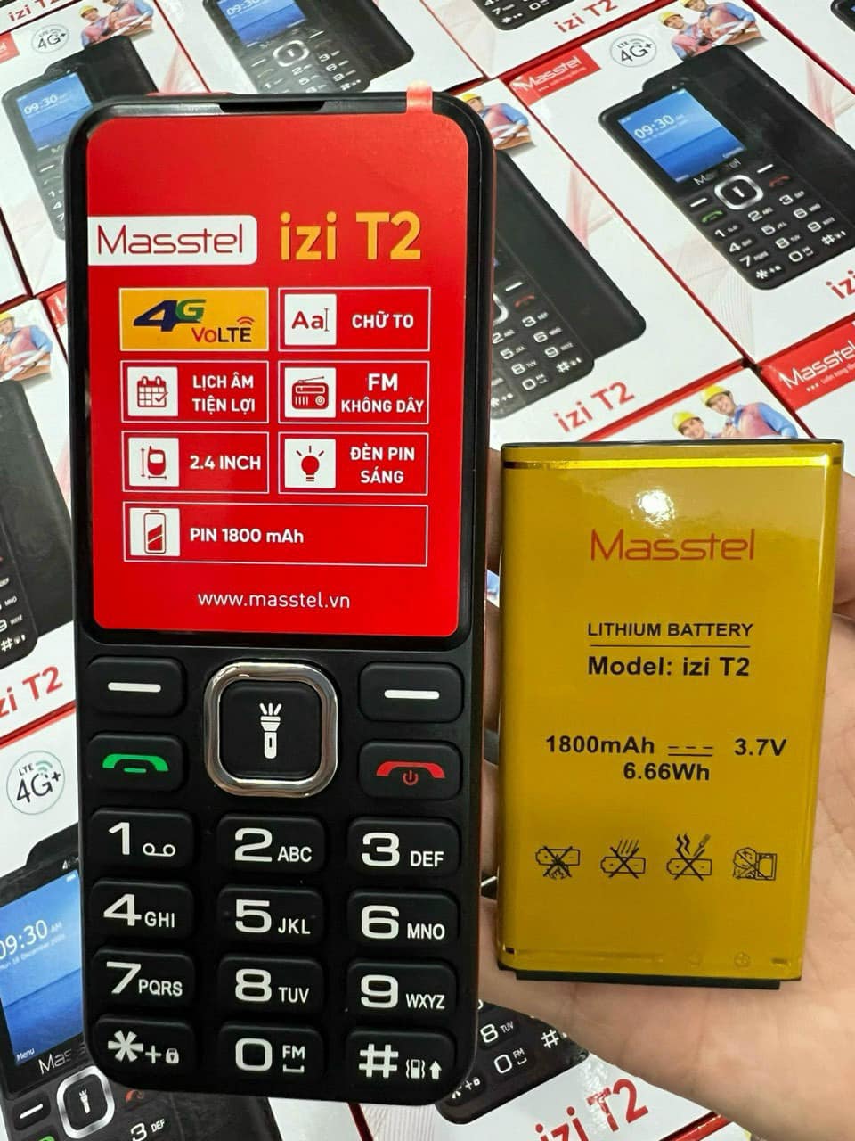 Điện thoại Masstel IZI T2 4G(LTE),chân sạc type-c ,màn hình 2.4inch ...