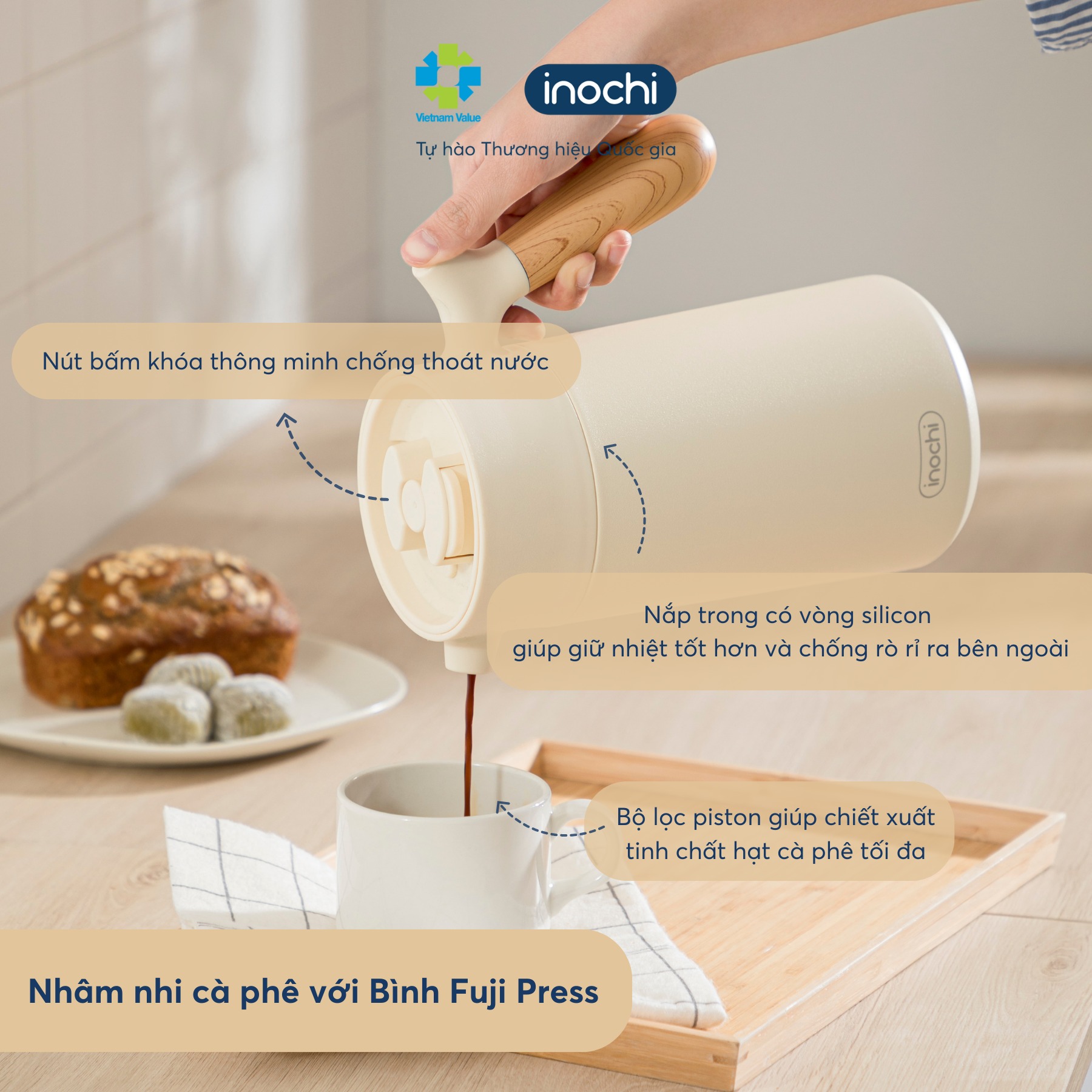 Bình pha Cà phê kiểu Pháp Inochi Fuji Press 950ml - Chính hãng inochi ...