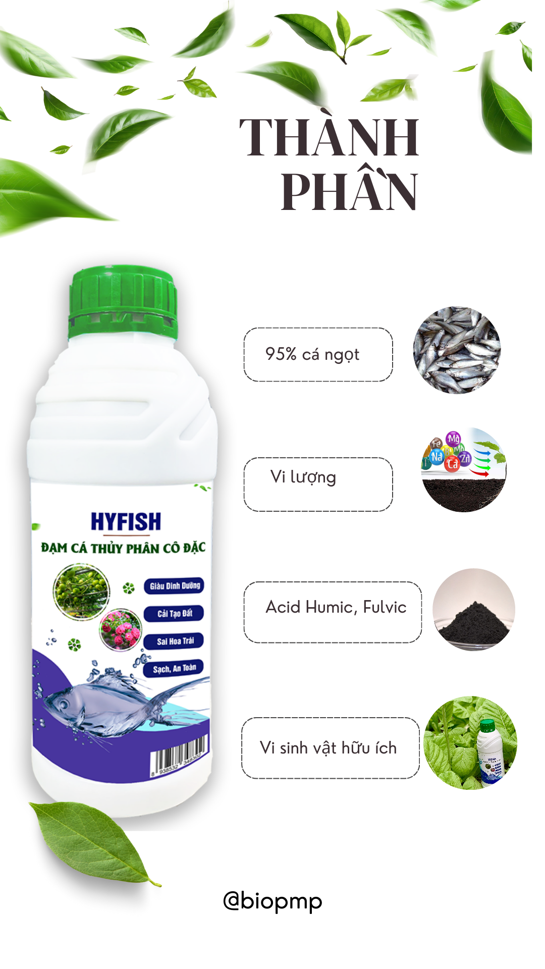 Đạm cá hữu cơ Hyfish PMP cho rau sạch, hoa, cây cảnh, cây ăn trái 01 ...