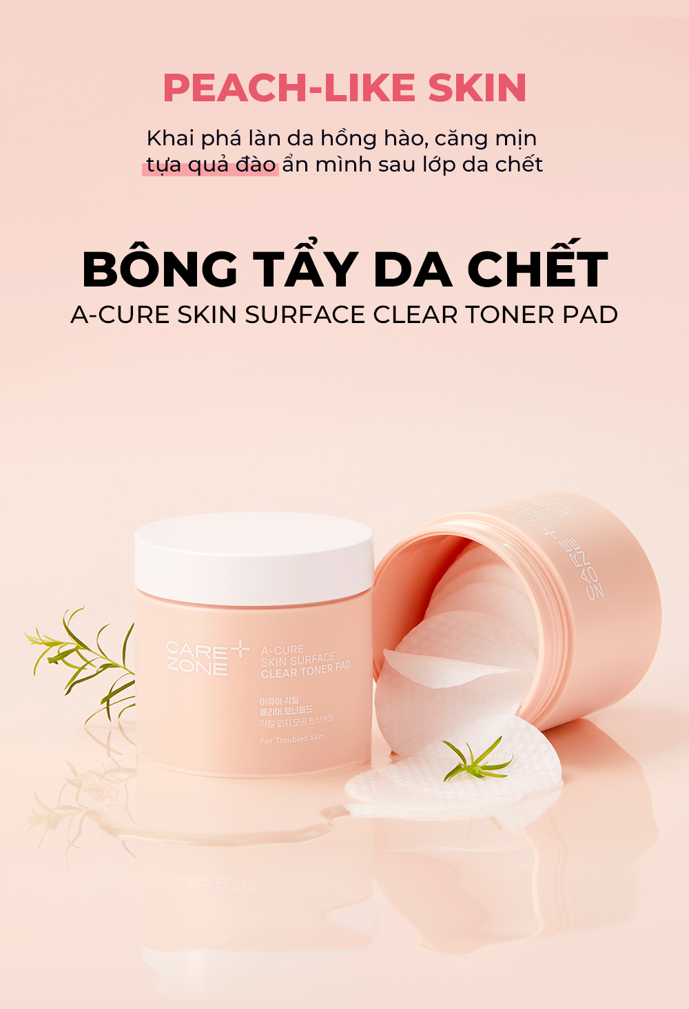 Toner Pad Carezone A-cure SkinSurface Clear Cấp Ẩm Giảm Bã Nhờn Thu Nhỏ Lỗ Chân Lông Tẩy Tế Bào ...