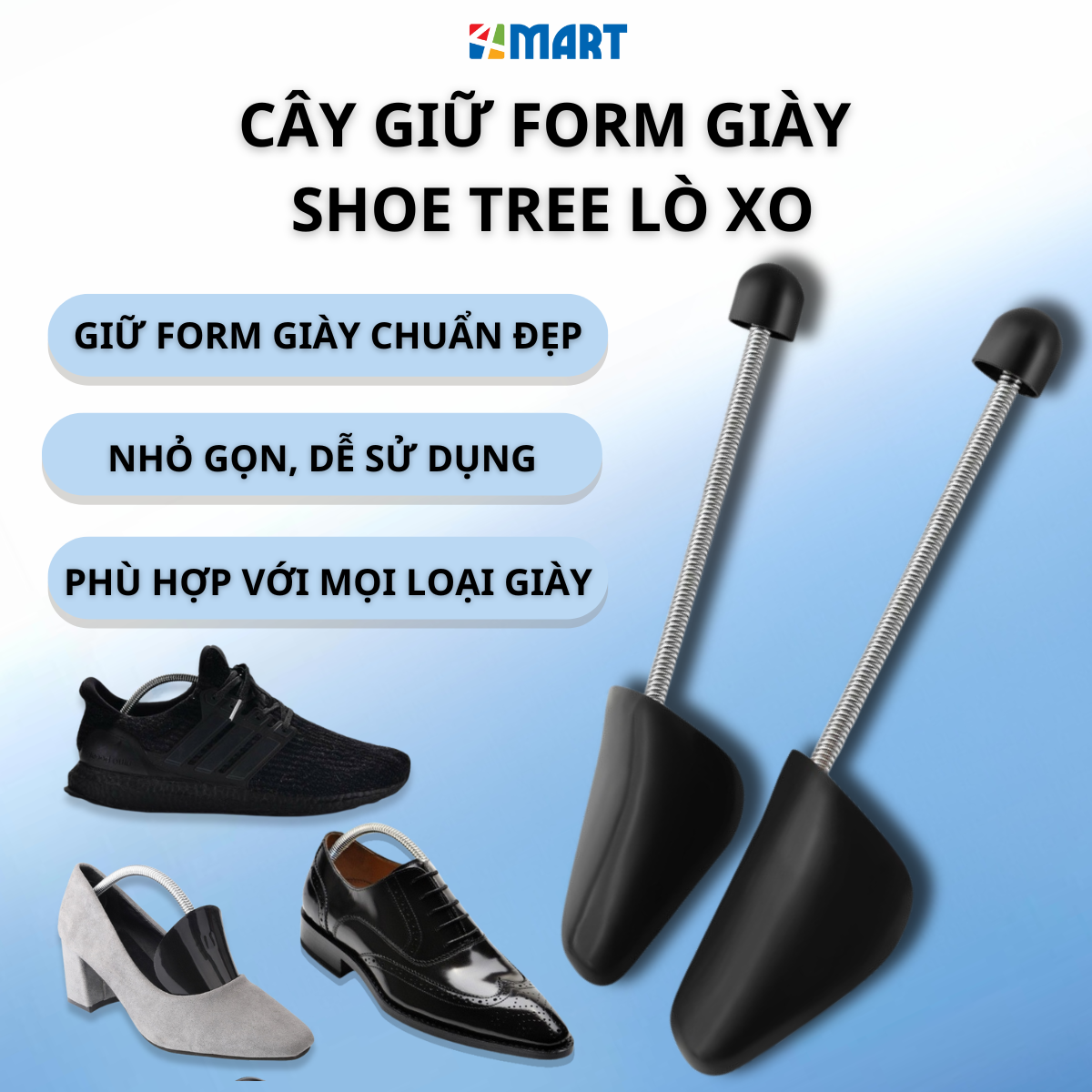Cây giữ form giày Shoe Tree lò xo tự điều chỉnh kích thước chống nhăn ...