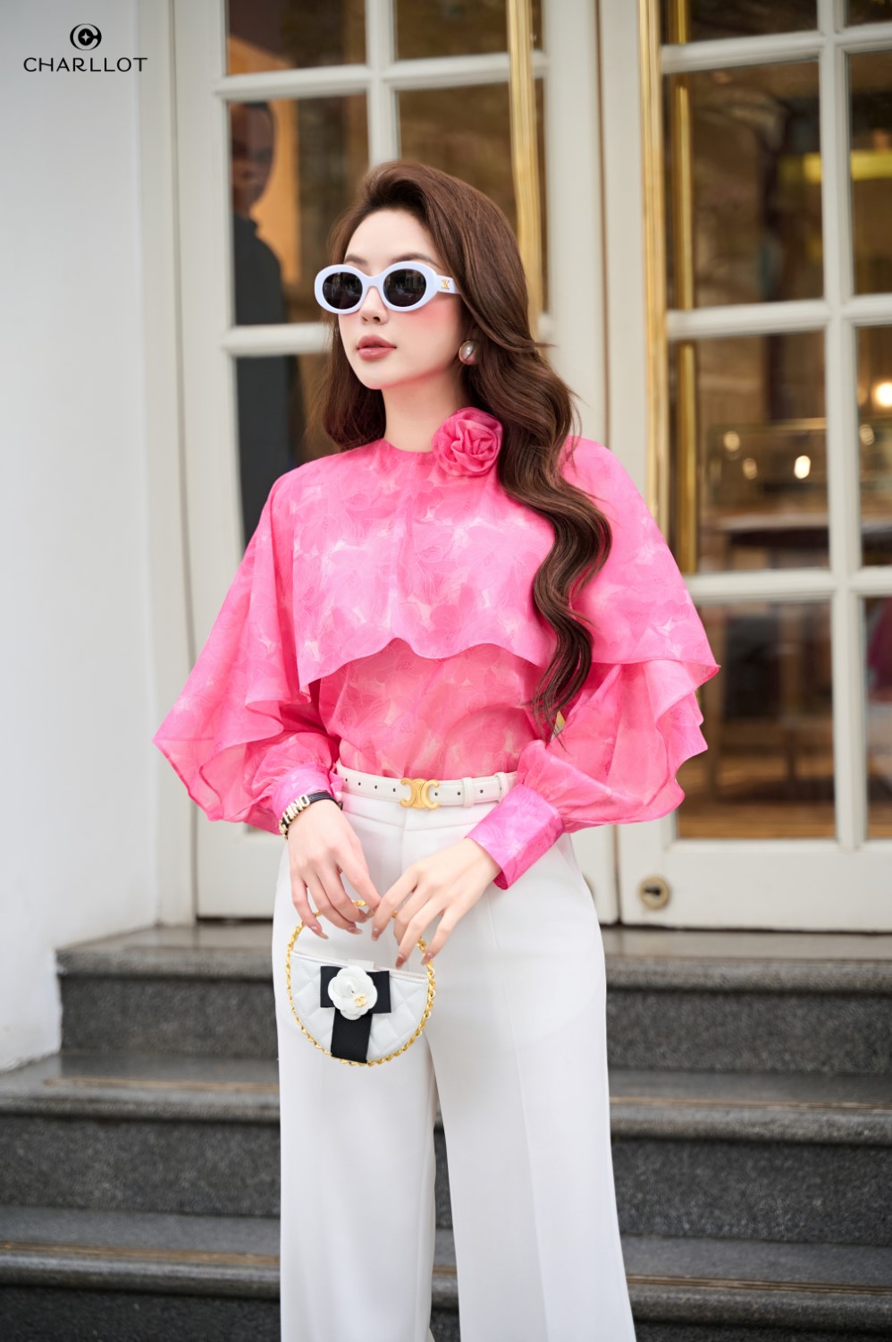 Set Đồ Nữ Áo Hoa Hồng Thiết Kế Công sở Sang Chảnh Charllot Chất Tằm ...