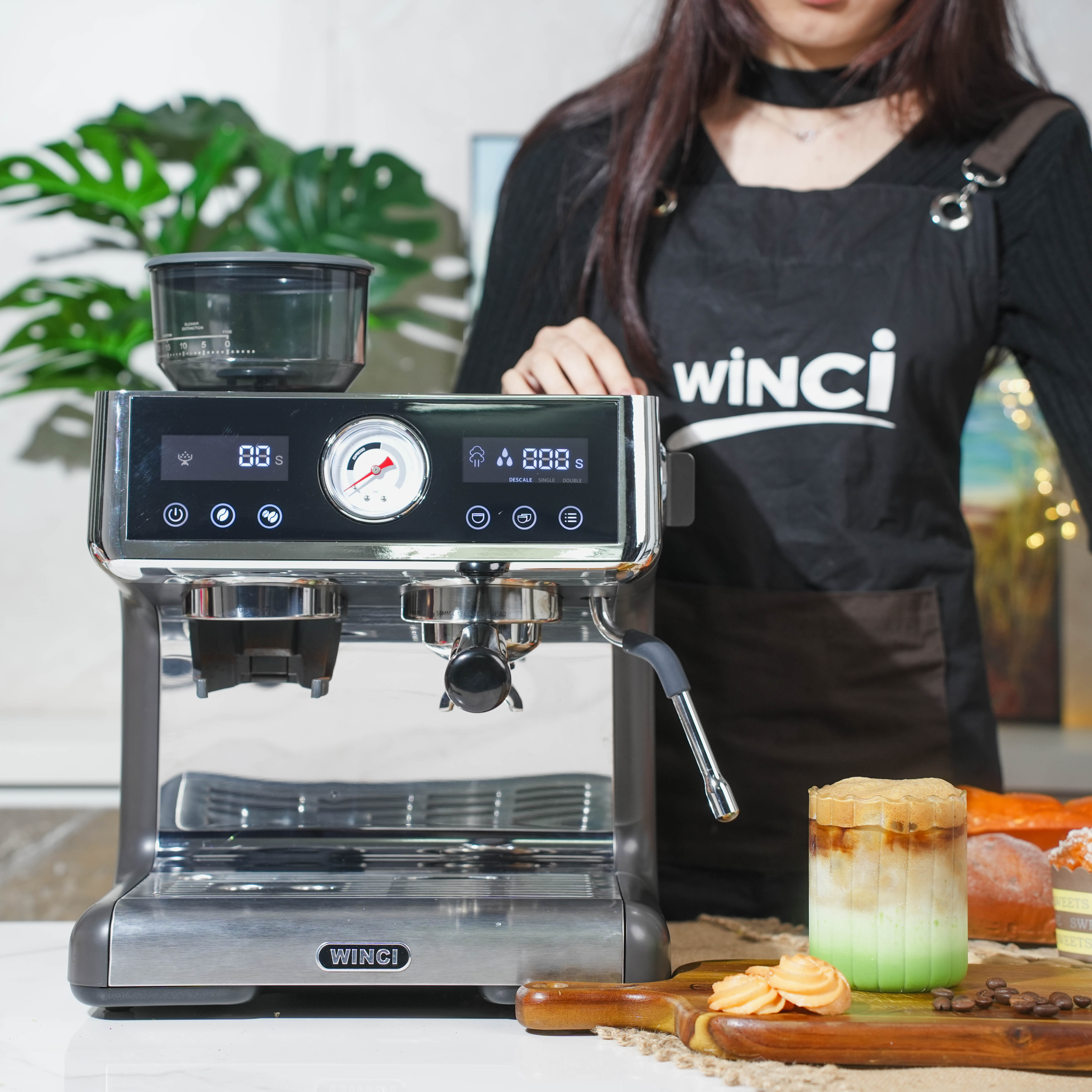 Máy Pha Cà Phê Tự Động Winci EM58, 20 Bar, Pha Espresso, Latte ...