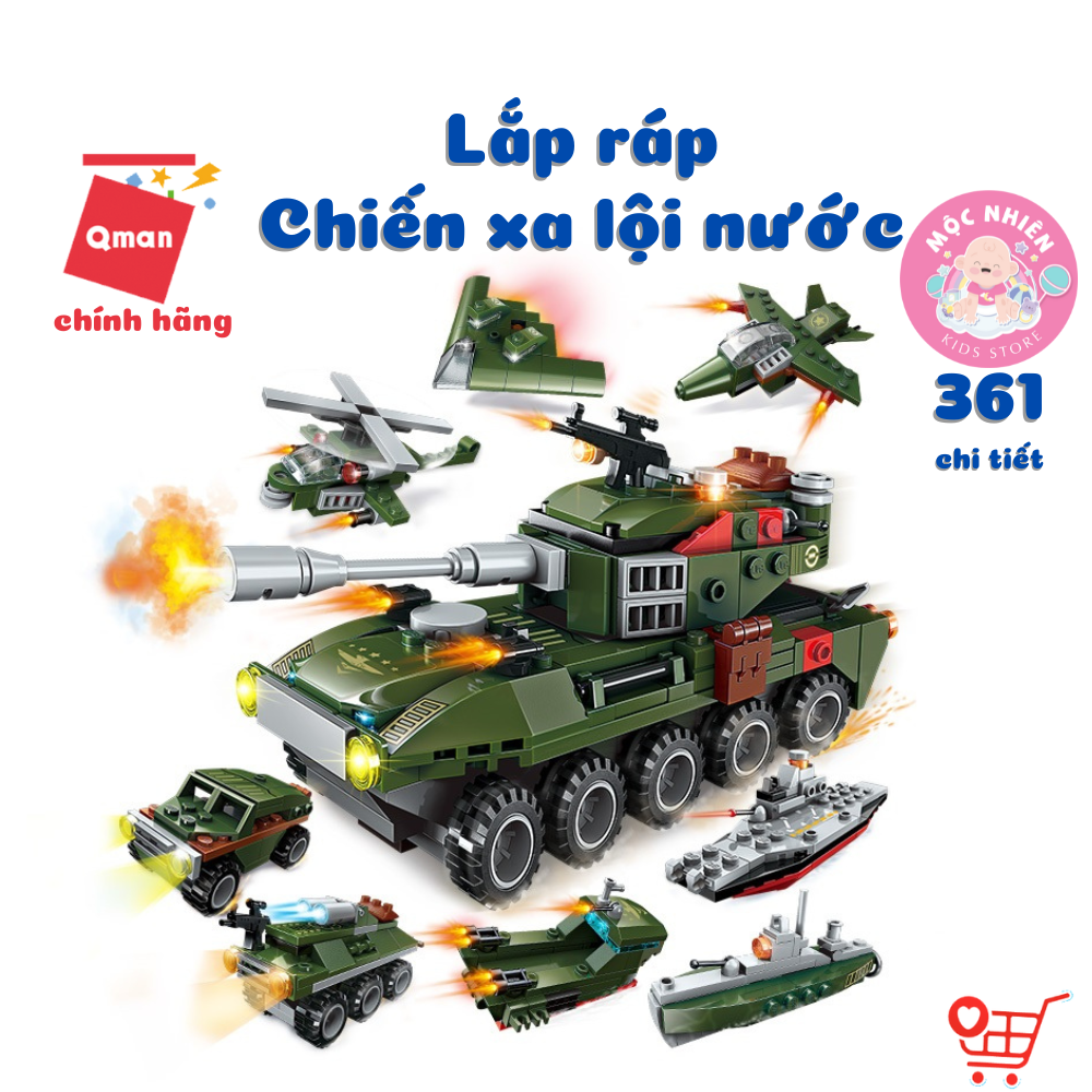 Đồ chơi lắp ráp xe tăng Qman 1803 (361 chi tiết) - Chiến xa lội nước - Dành cho bé từ 6 tuổi ...
