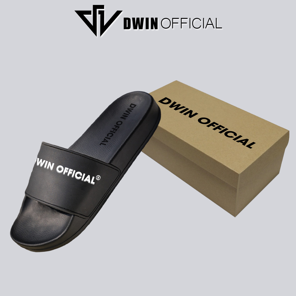 Dép lê quai ngang nam nữ slipper logo DWIN nổi trắng fullbox local ...