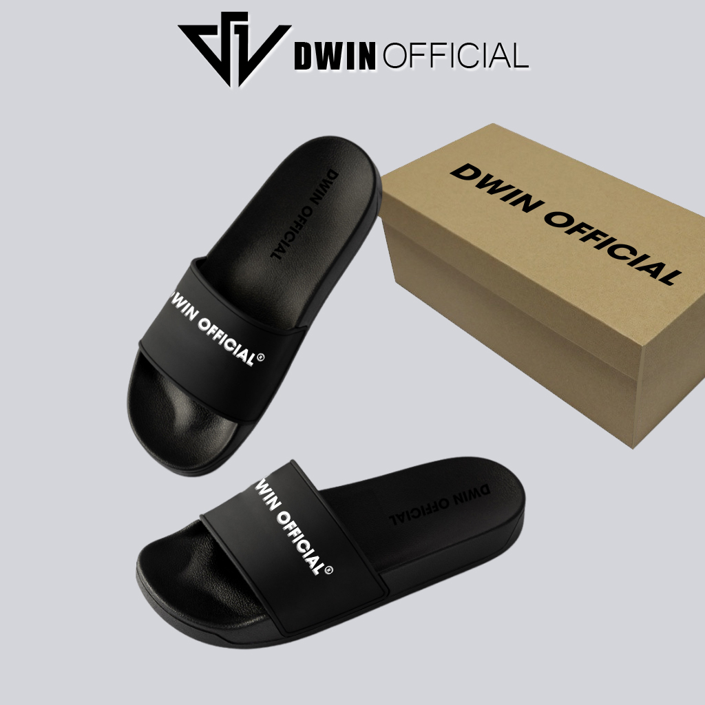 Dép lê quai ngang nam nữ slipper logo DWIN nổi trắng fullbox local ...