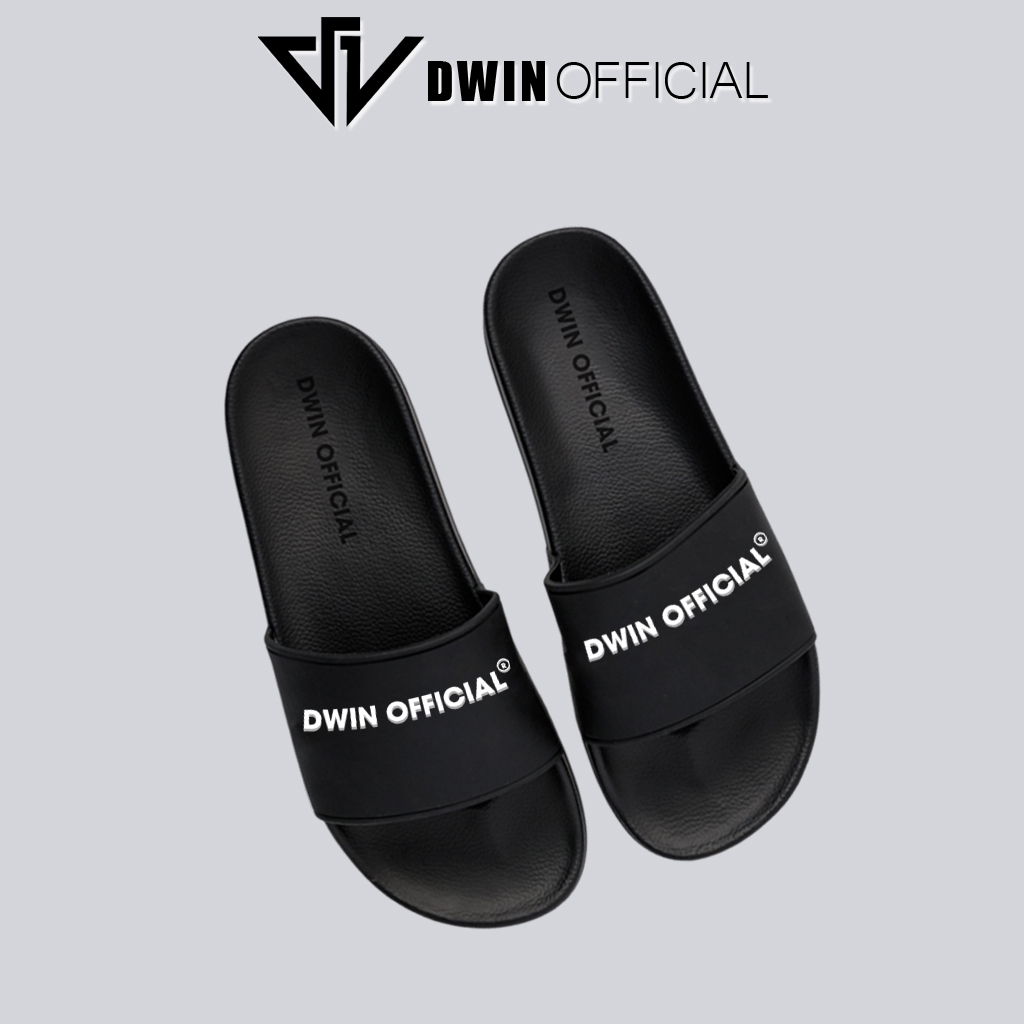 Dép lê quai ngang nam nữ slipper logo DWIN nổi trắng fullbox local ...