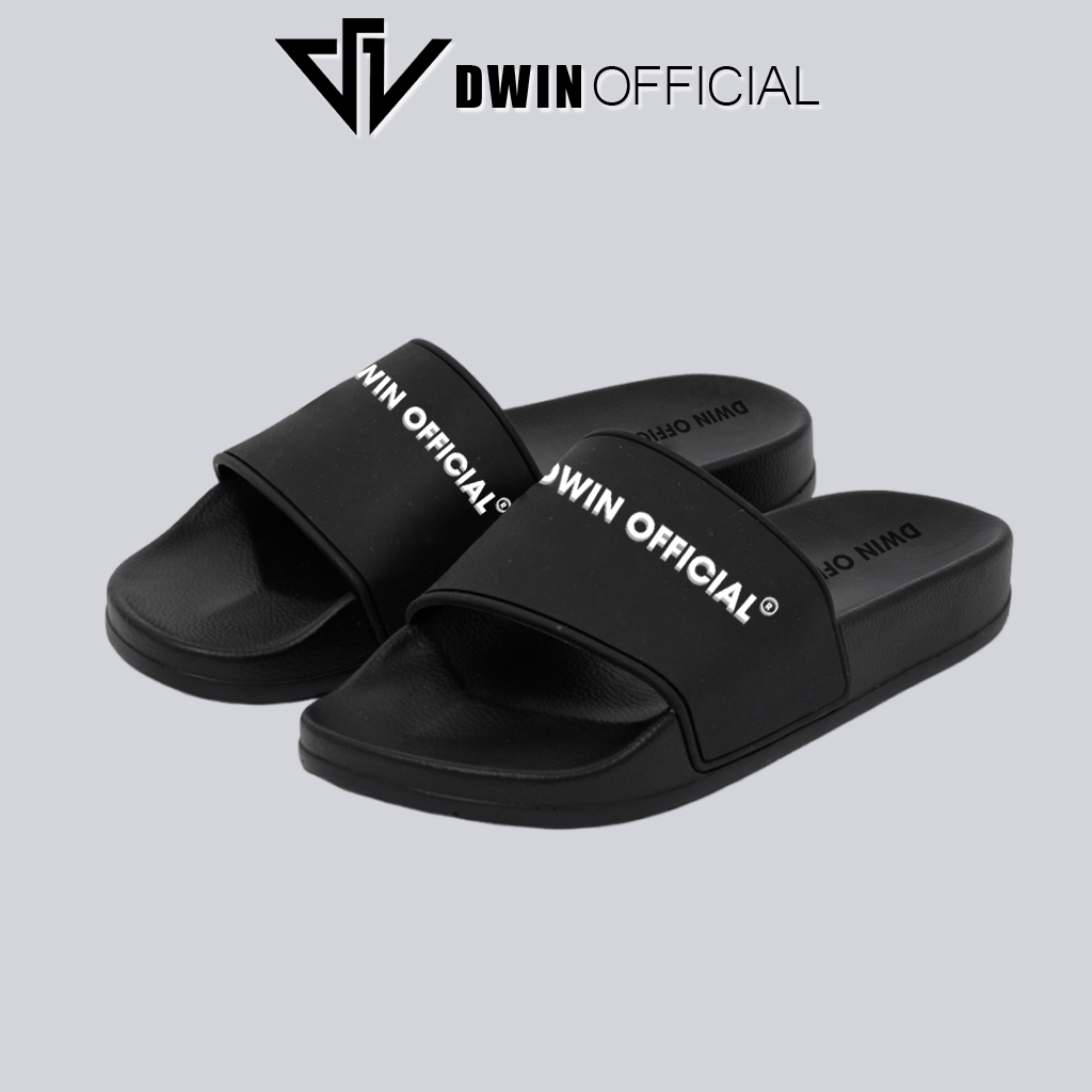Dép lê quai ngang nam nữ slipper logo DWIN nổi trắng fullbox local ...