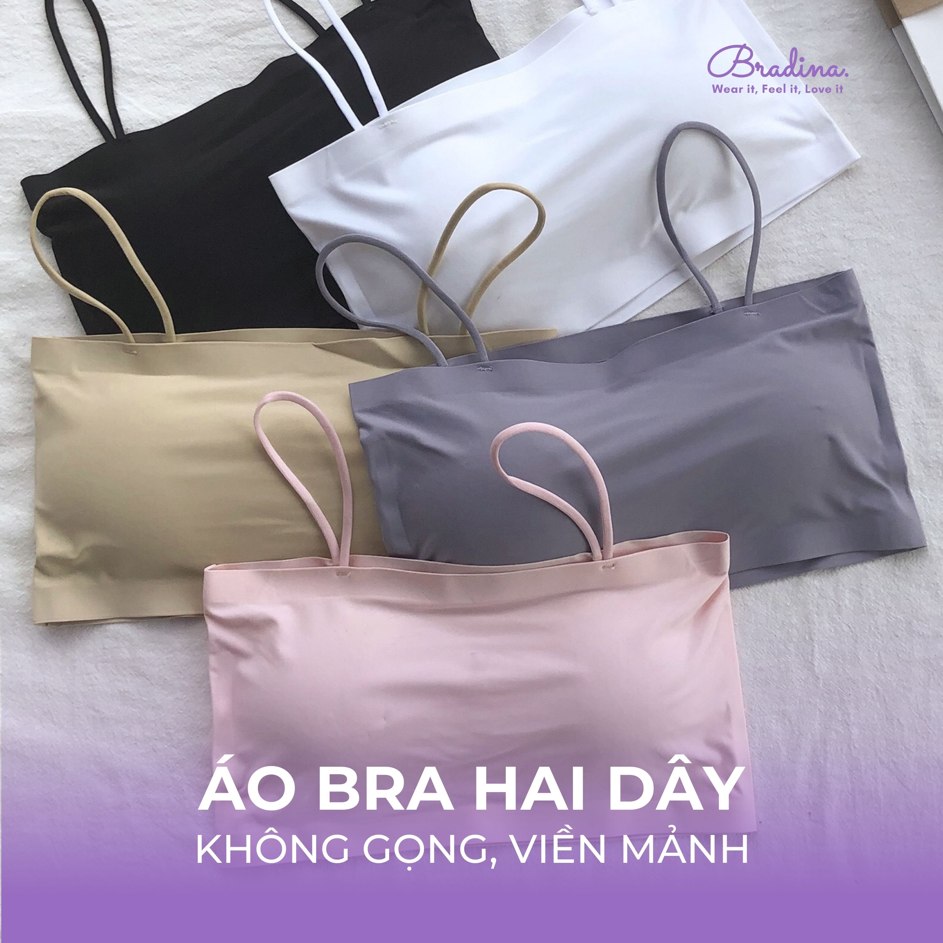 Áo Basic Bra quây ngực 2 dây đệm mỏng nâng ngực, dáng croptop ôm ...