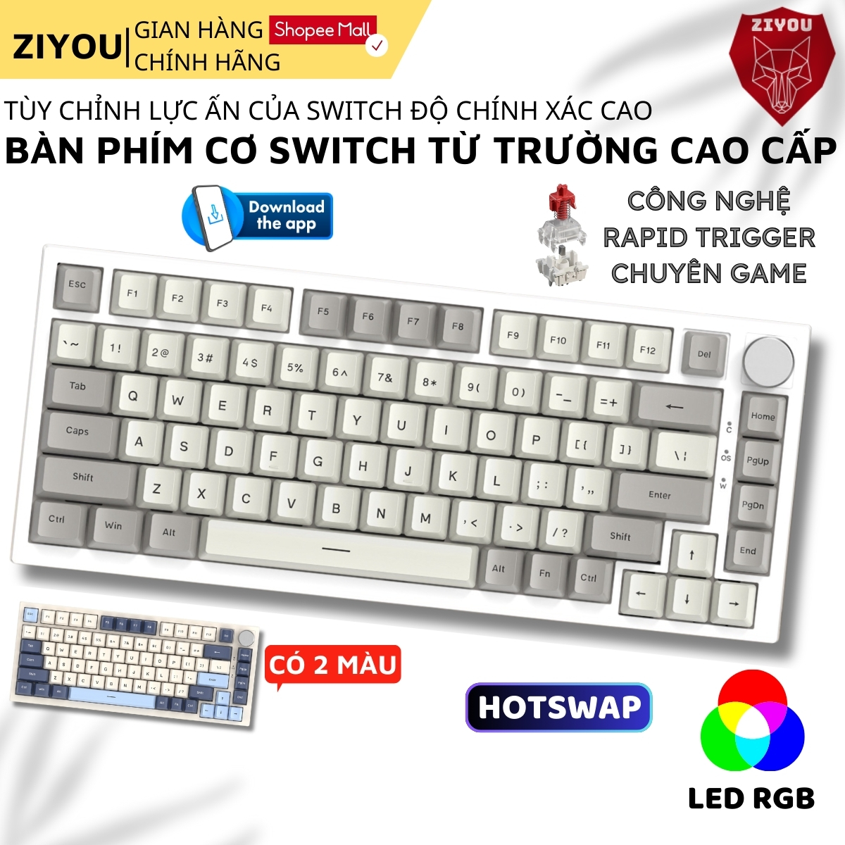Bàn Phím Từ Ziyou Attack Shark K85 LED RGB Công Nghệ Rapid Trigger Cao Cấp 2025 - Magnetic ...