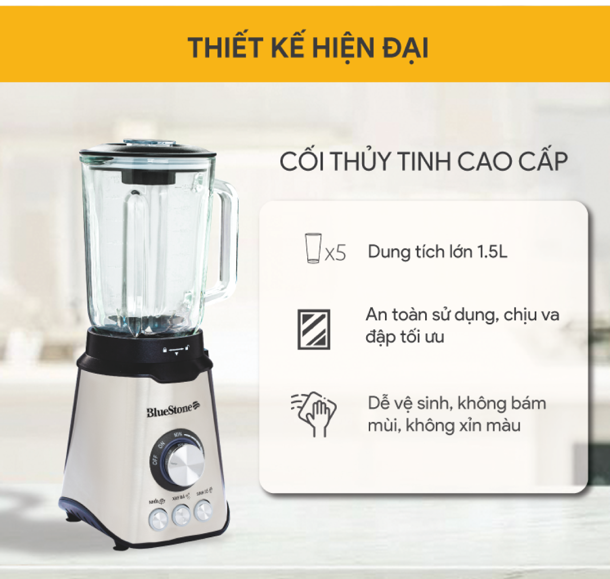 Máy Xay Sinh Tố BlueStone BLB-5339 | 800W – Xay Đá, Trái Cây, Hạt Cứng – Lưỡi Dao Inox – 2 Cối ...