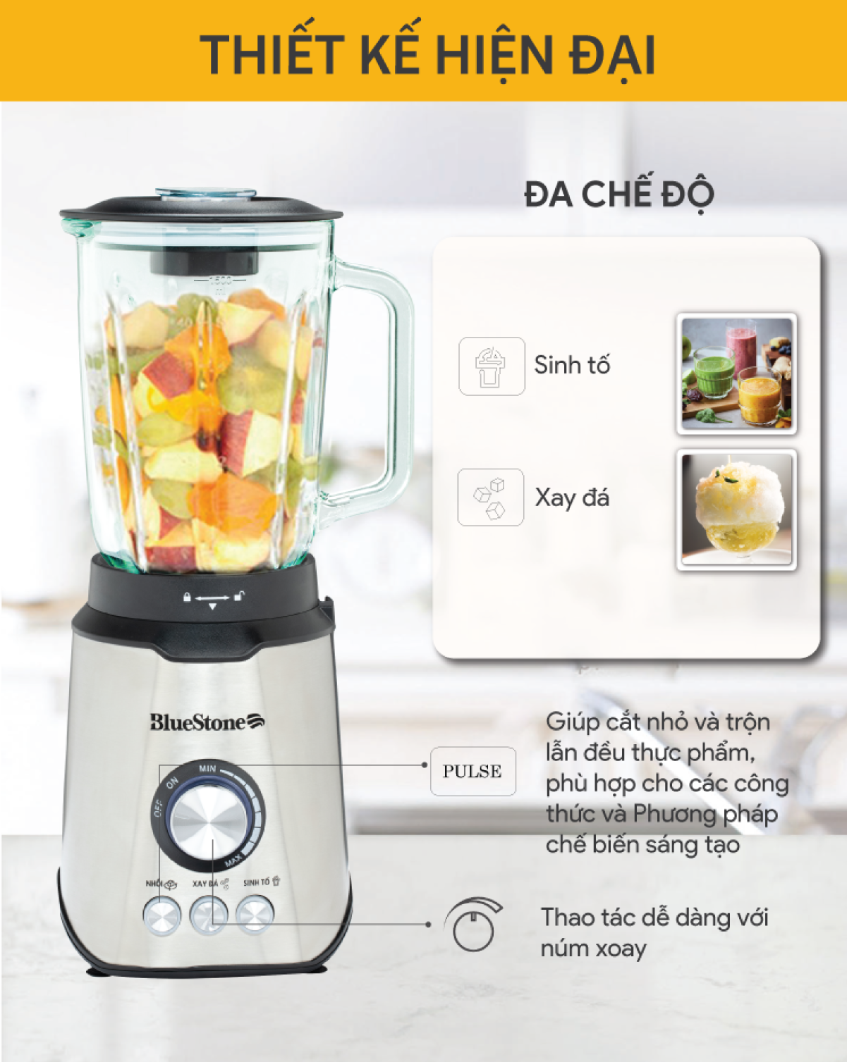 Máy Xay Sinh Tố BlueStone BLB-5339 | 800W – Xay Đá, Trái Cây, Hạt Cứng – Lưỡi Dao Inox – 2 Cối ...