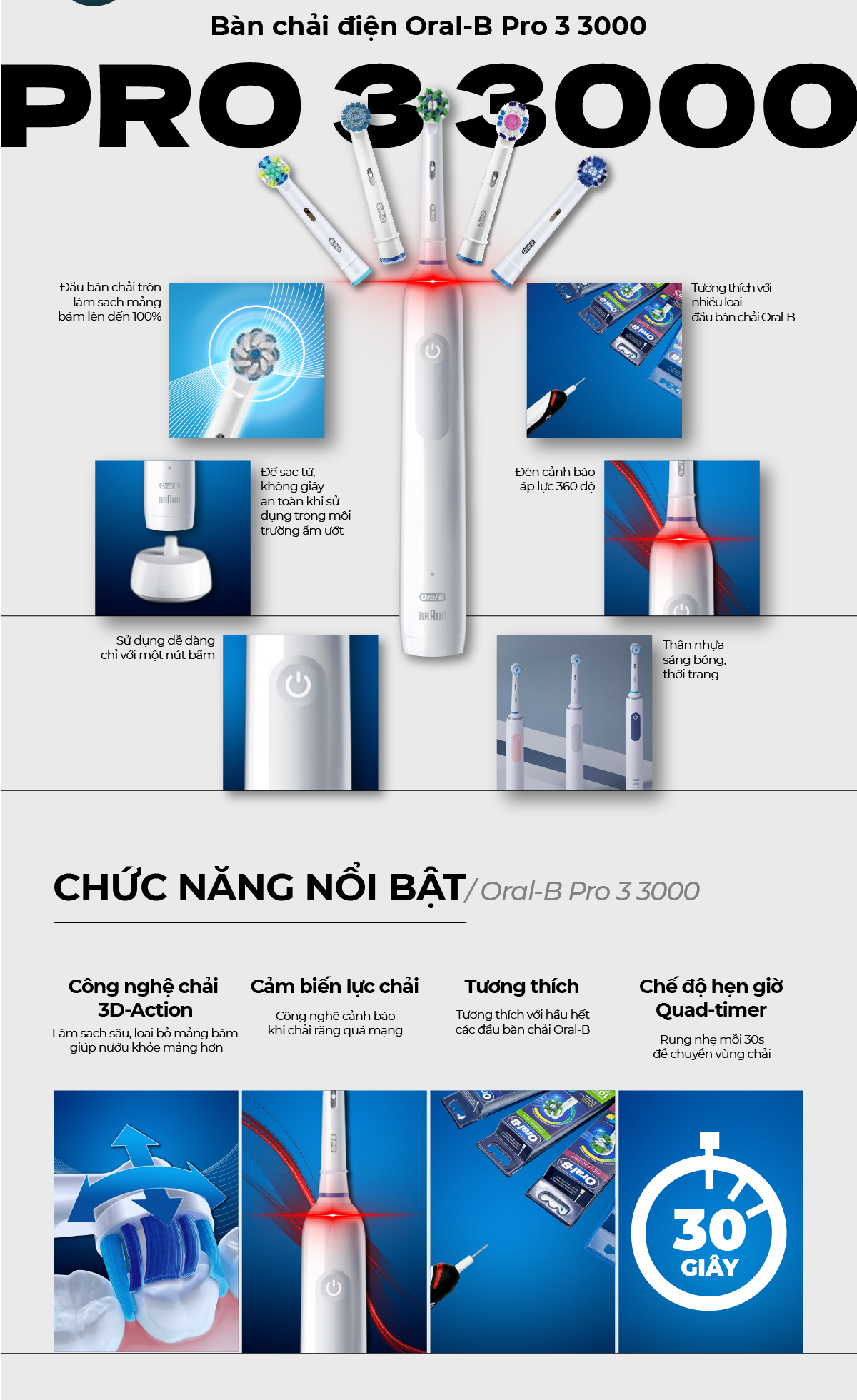 [Made In Germany] Bàn Chải Điện Oral-B Braun Pro 3 3000 - Cảm Biến Lực ...
