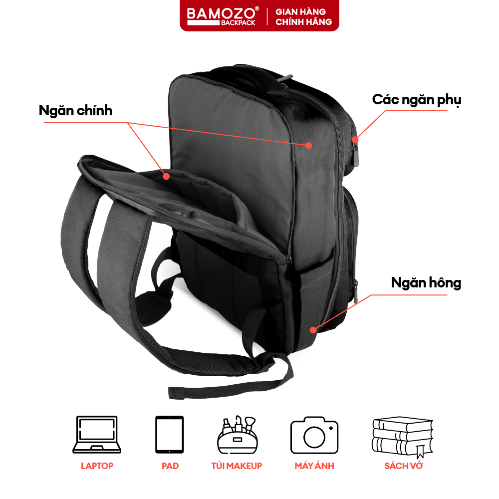 Balo laptop Bamozo Signature nam chống sốc 16 inch đi du lịch nhiều ...