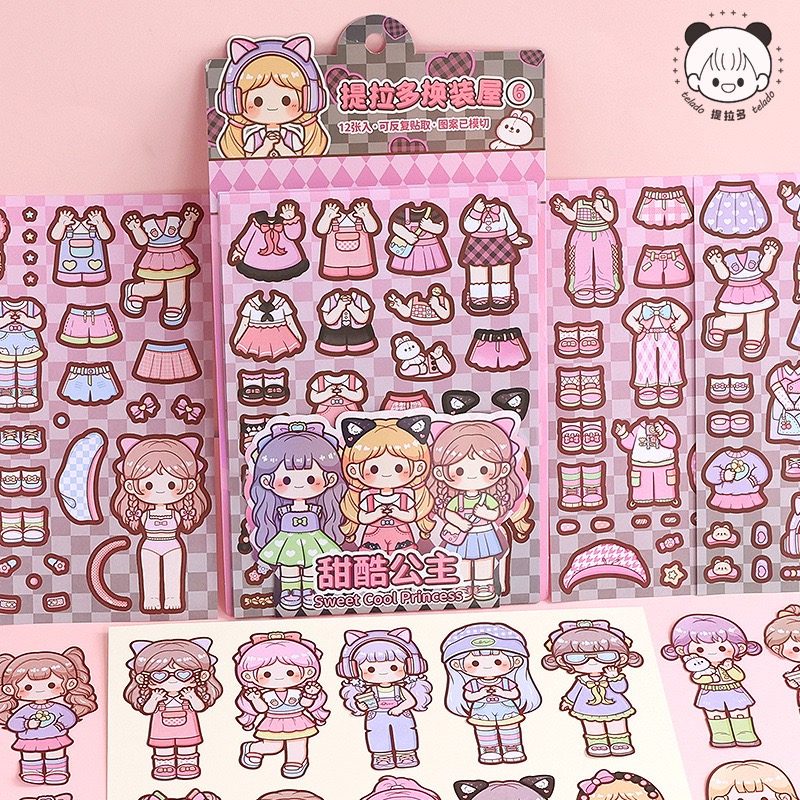 Sticker thay đồ búp bê nhiều chi tiết hình dán dễ thương tranh tương ...