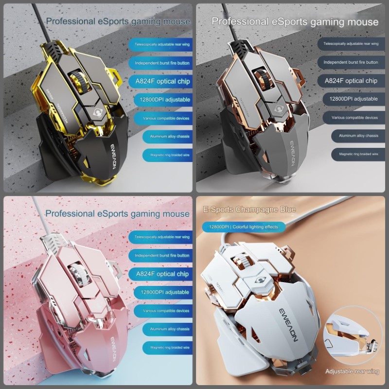 Chuột cơ gaming led RGB 12800DPI MK500 mechanical Gaming mouse E-Sport ...