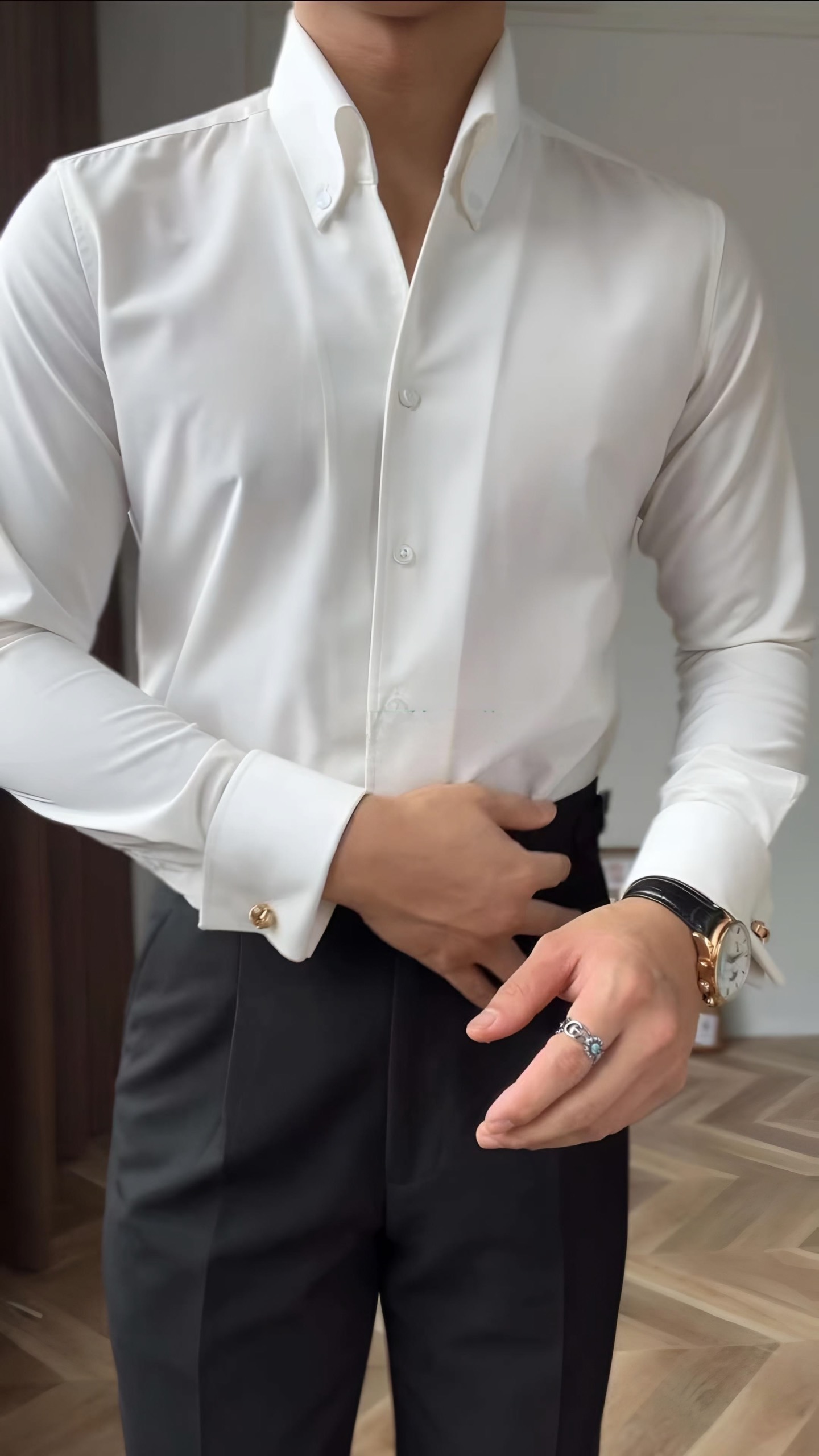 Áo Sơ Mi Nam Trắng Dài Tay Cao Cấp Harold Cổ Button Down + Cufflinks Đi ...