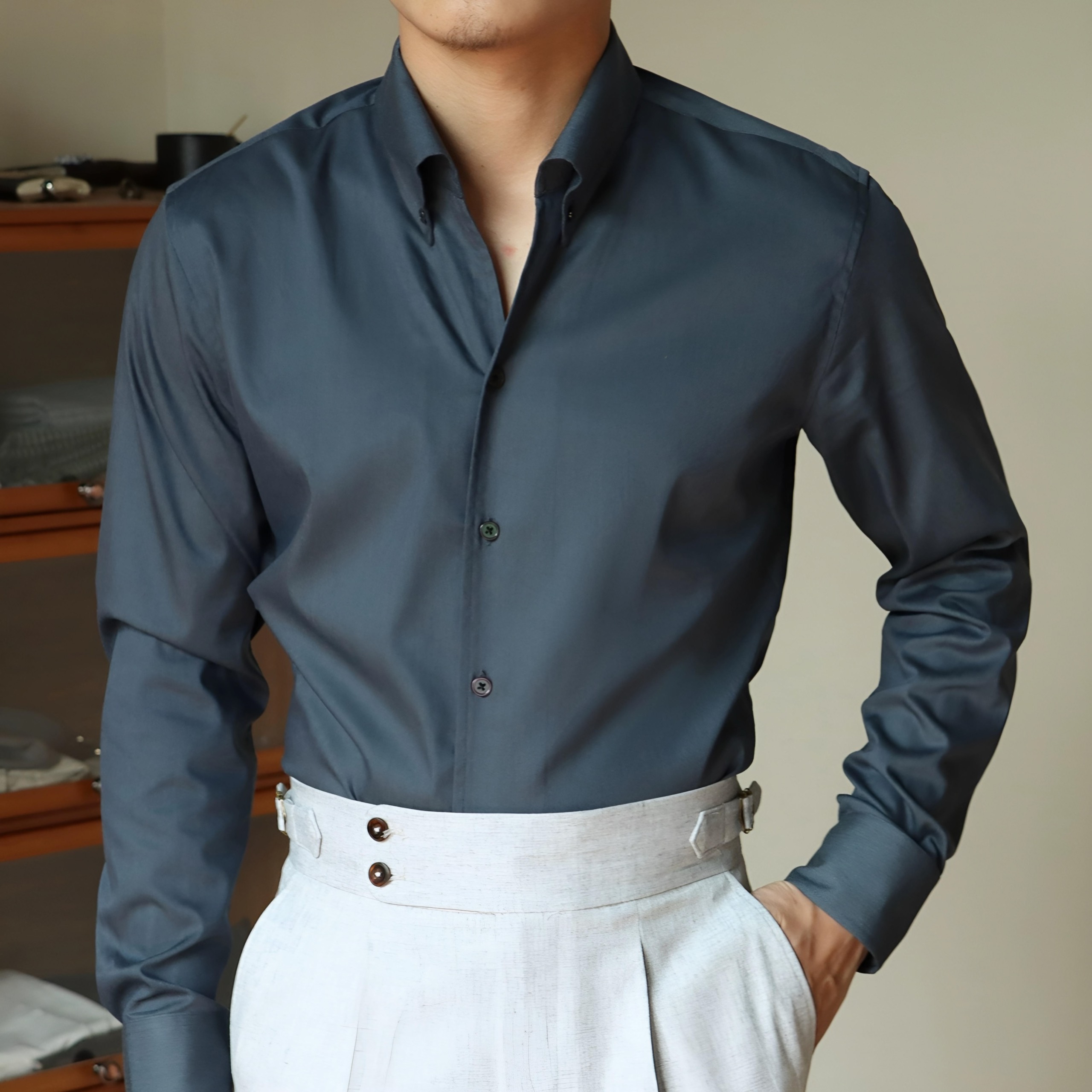 Áo Sơ Mi Nam Trắng Dài Tay Cao Cấp Harold Cổ Button Down + Cufflinks Đi ...