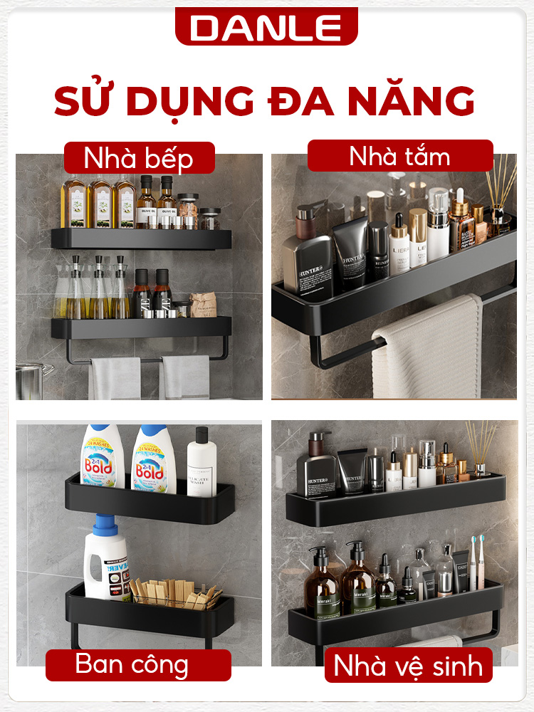Kệ nhà tắm DANLE dán tường, chất liệu nhôm cao cấp, bảo hành 10 năm ...