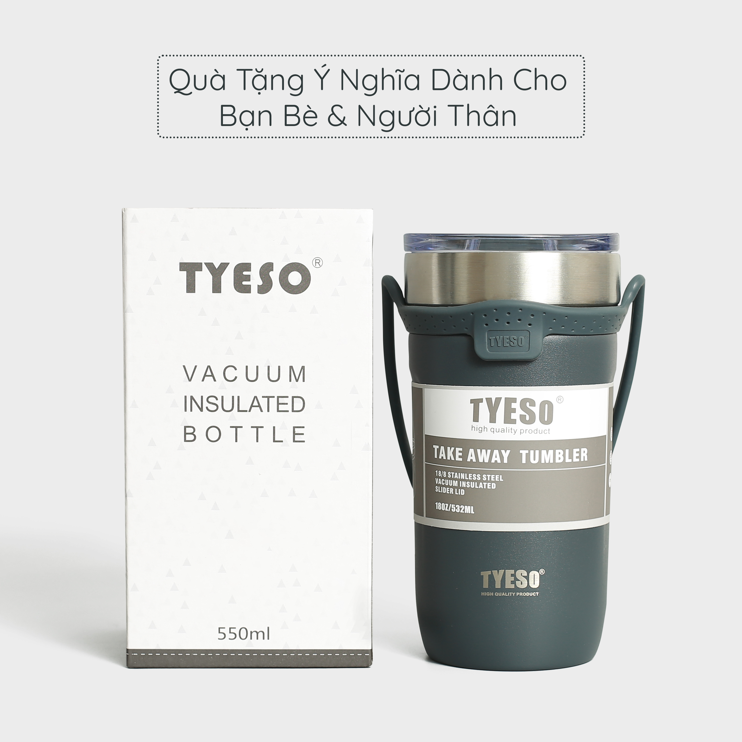 Ly giữ nhiệt cao cấp Tyeso Tumbler Fan House dung tích 550ml & 710ml, chất liệu inox 304, khắc ...