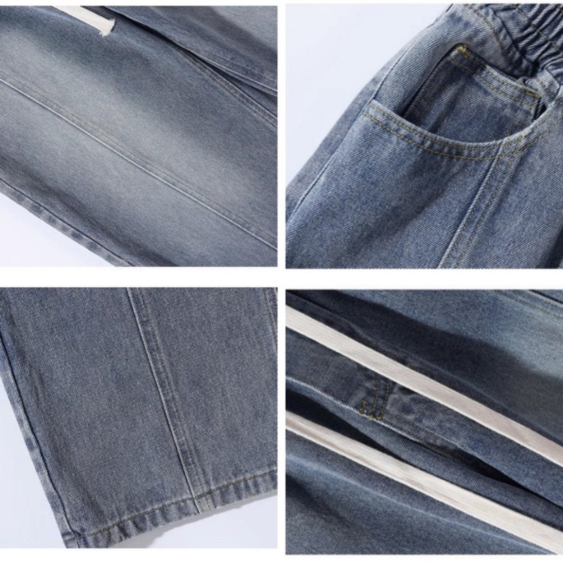 Quần jean nam chun ĐƯỜNG GÂN ống suông rộng HELLOYOU, quần bò CAP CHUN ...