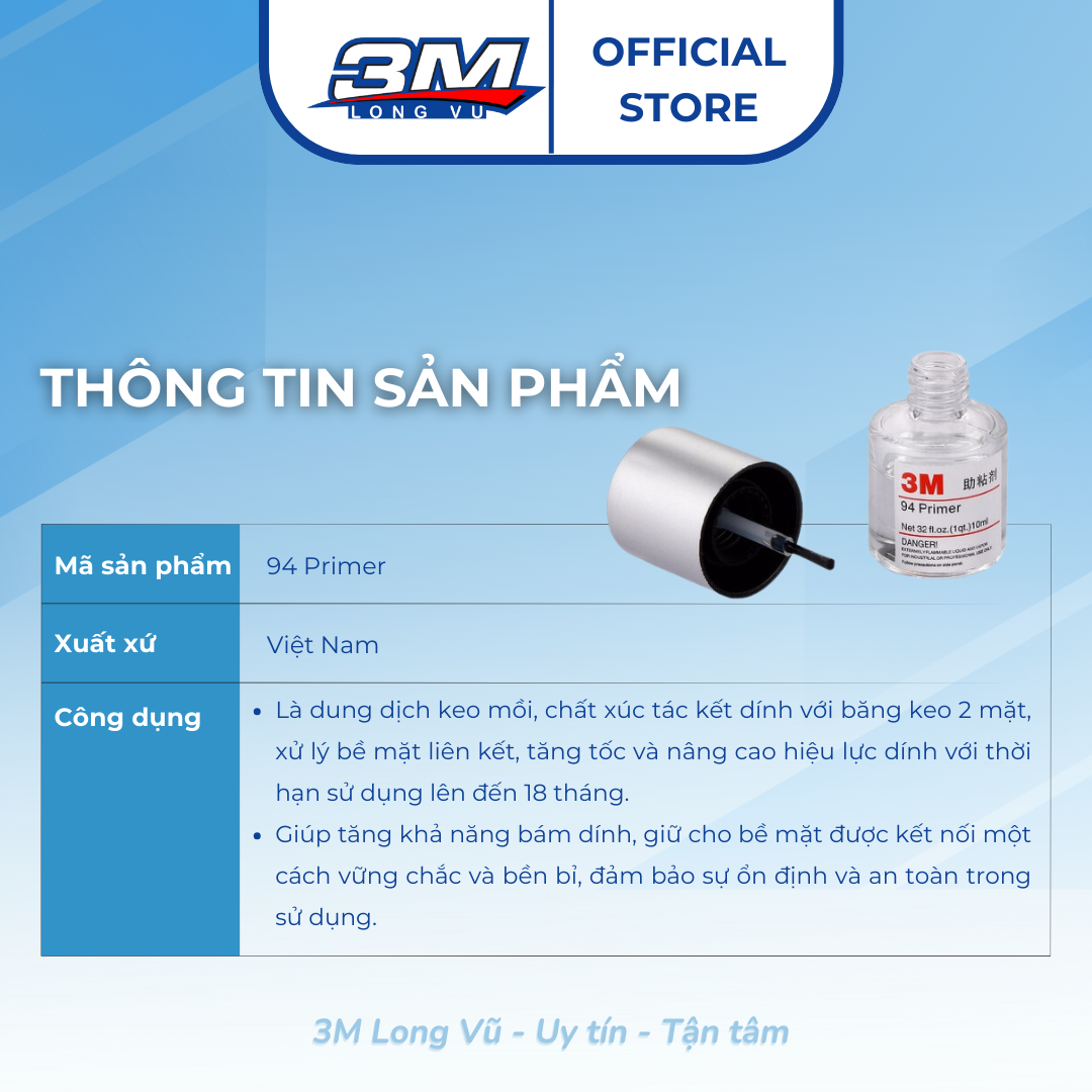 Dung dịch trợ dính 3M 94 Primer tăng độ kết dính cho băng 2 mặt, hỗ trợ ...