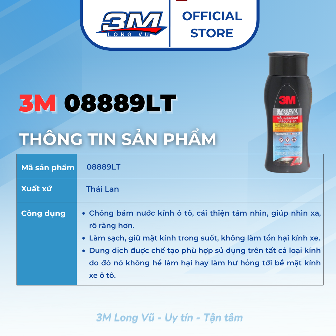 Chai chống bám nước trên kính xe 3M Glass Coat Windshield 08889 LT ...