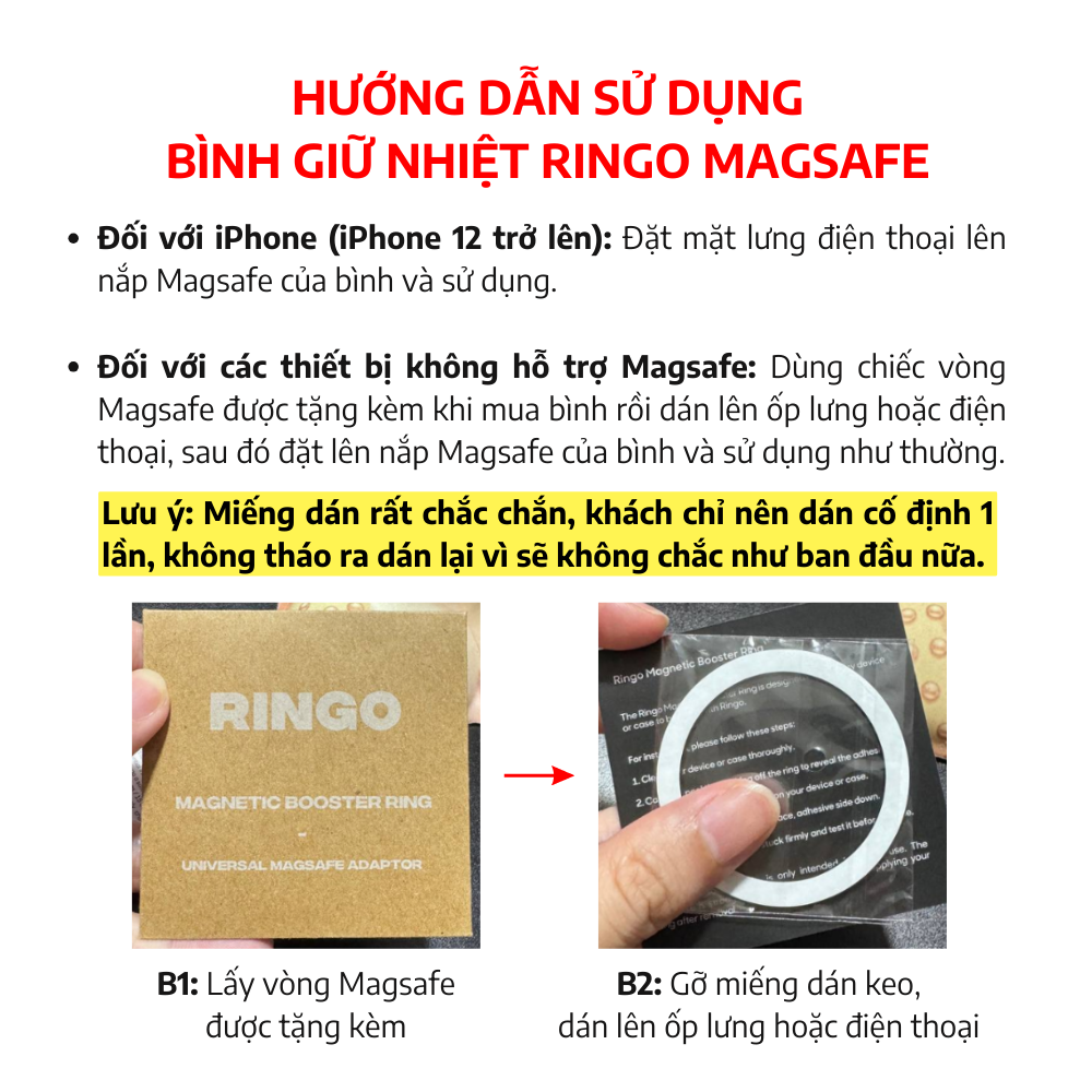 Bình giữ nhiệt Magsafe nắp nam châm 710ml, bình nước Ringo inox 304 từ tính làm giá đỡ điện ...