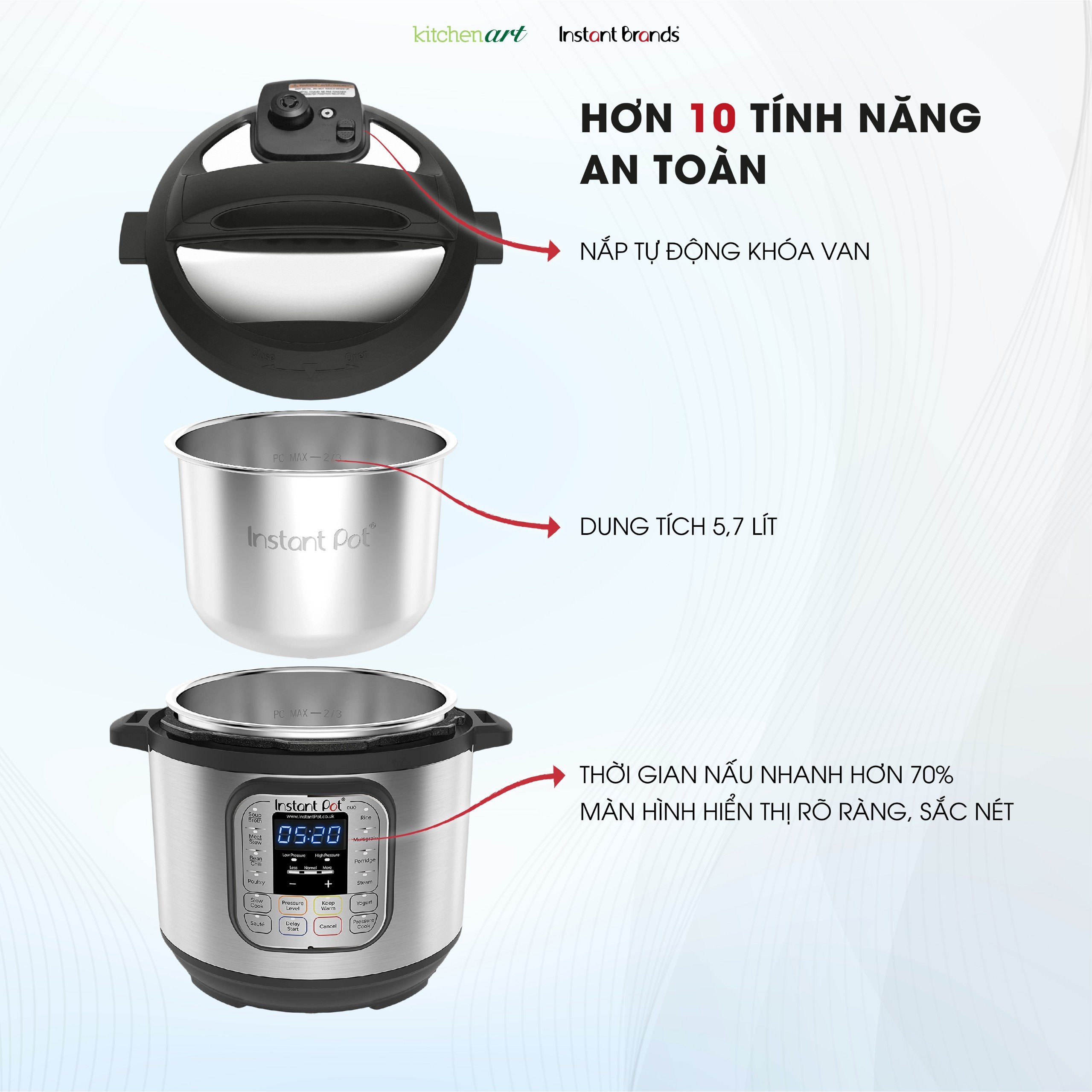 Nồi áp suất điện đa năng INSTANT POT DUO 60 V5 7-in-1, dung tích 5.7L ...