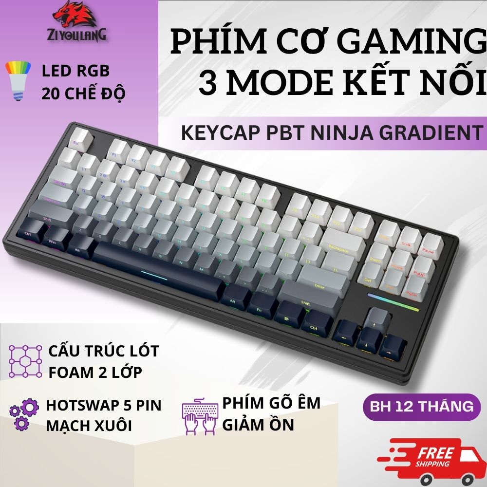 Bàn Phím Cơ Gaming Attack Shark XM87 PRO V2 Nâng Cấp - LED RGB Nhiều ...