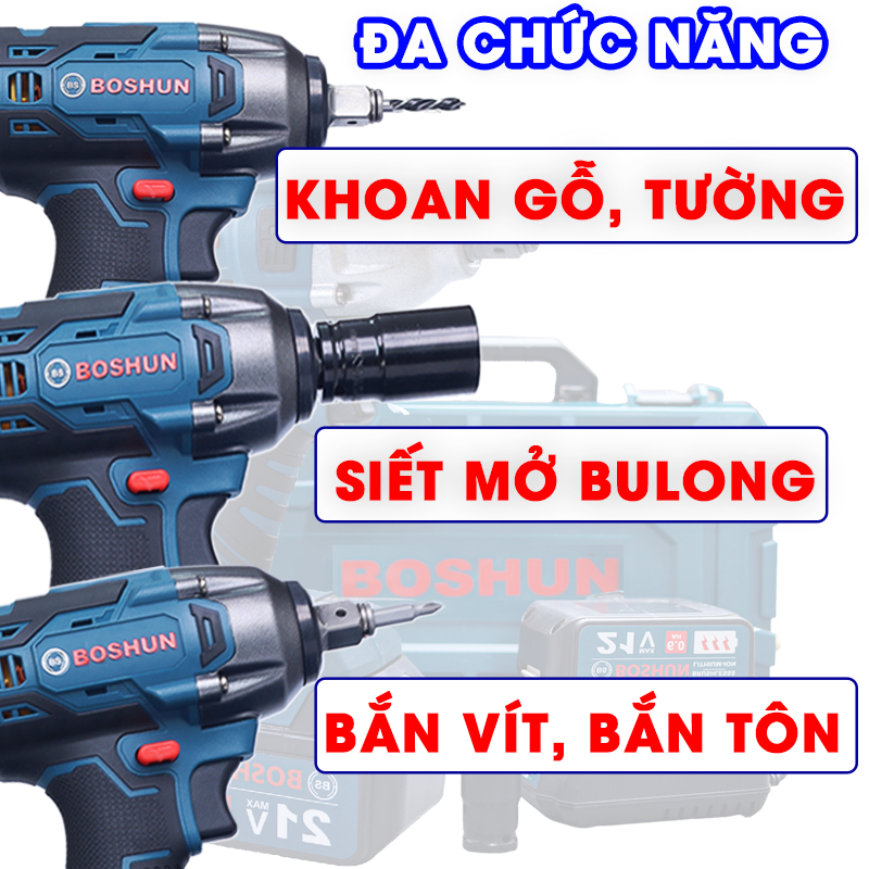 Máy siết bulong Boshun BS-IW330N Siêu Khỏe Không chổi than - đầu 2 ...